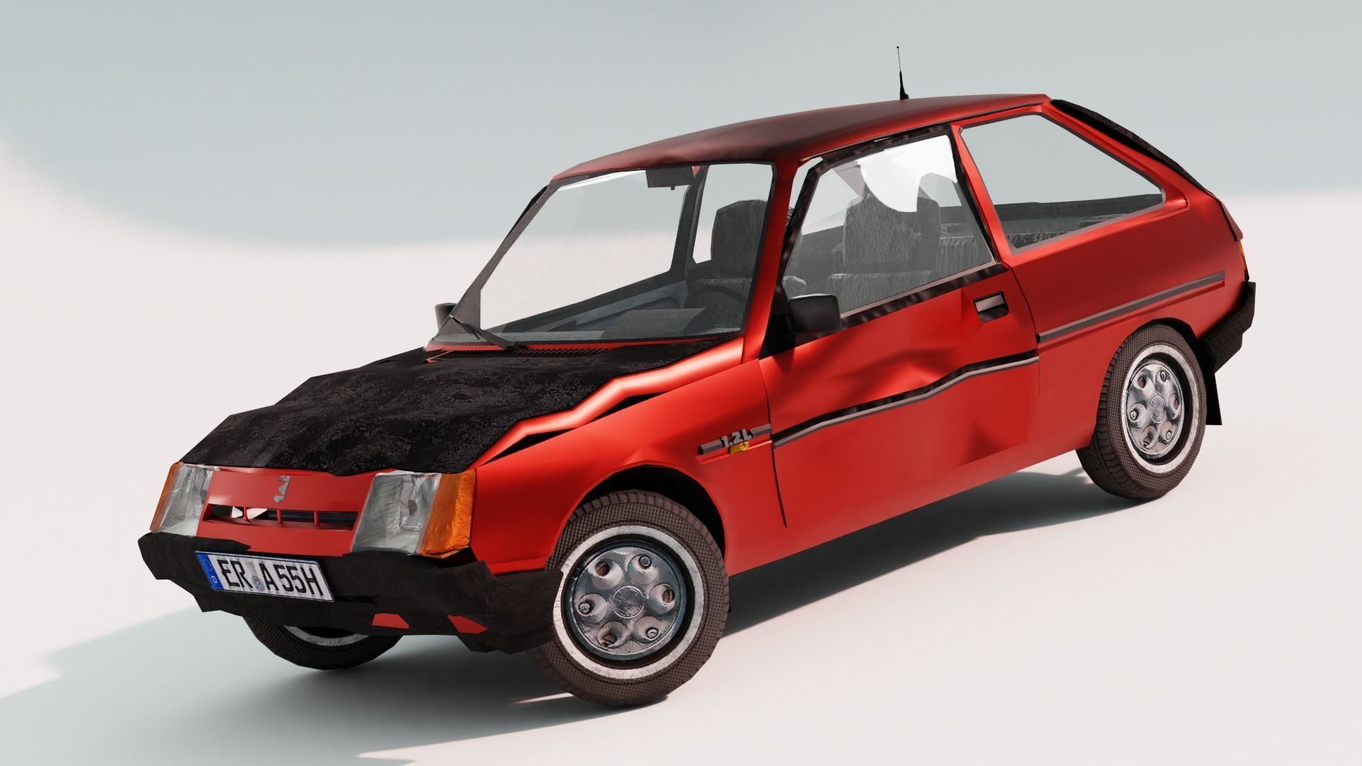 Tavria Zaz 1102 old Hatchback Low-poly 3D model Game Ready free VR / AR ...
