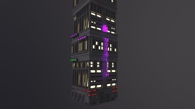 3D model cyberpunk building 14 VR / AR / low-poly | CGTrader