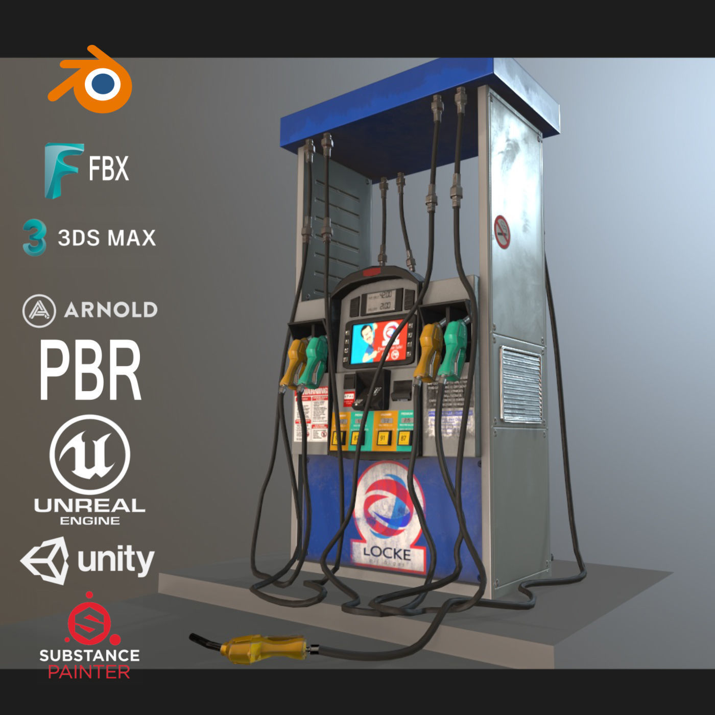 Gas Station Fuel Pump Screen Display free VR / AR / low-poly 3D model ...