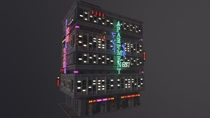 3D model cyberpunk building 20 VR / AR / low-poly | CGTrader