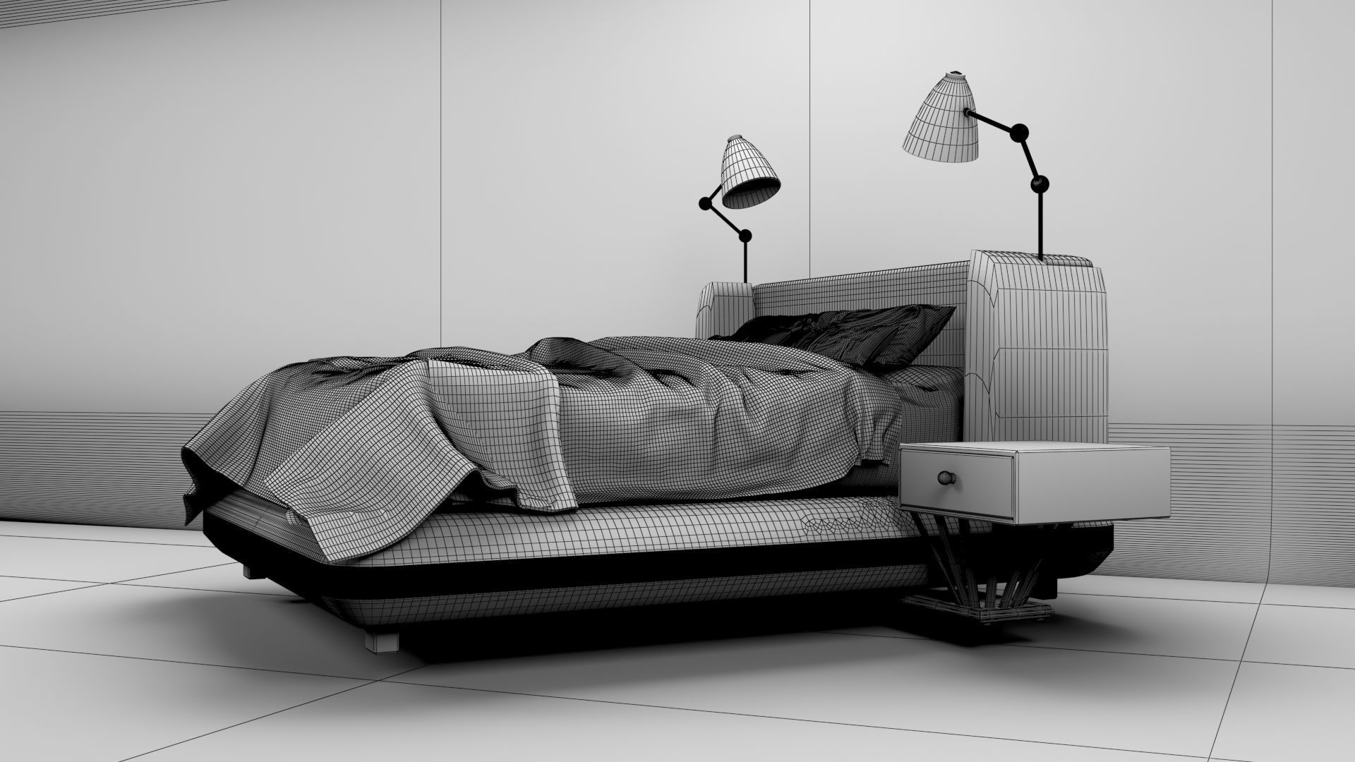 Bed in Black Leather free 3D model | CGTrader