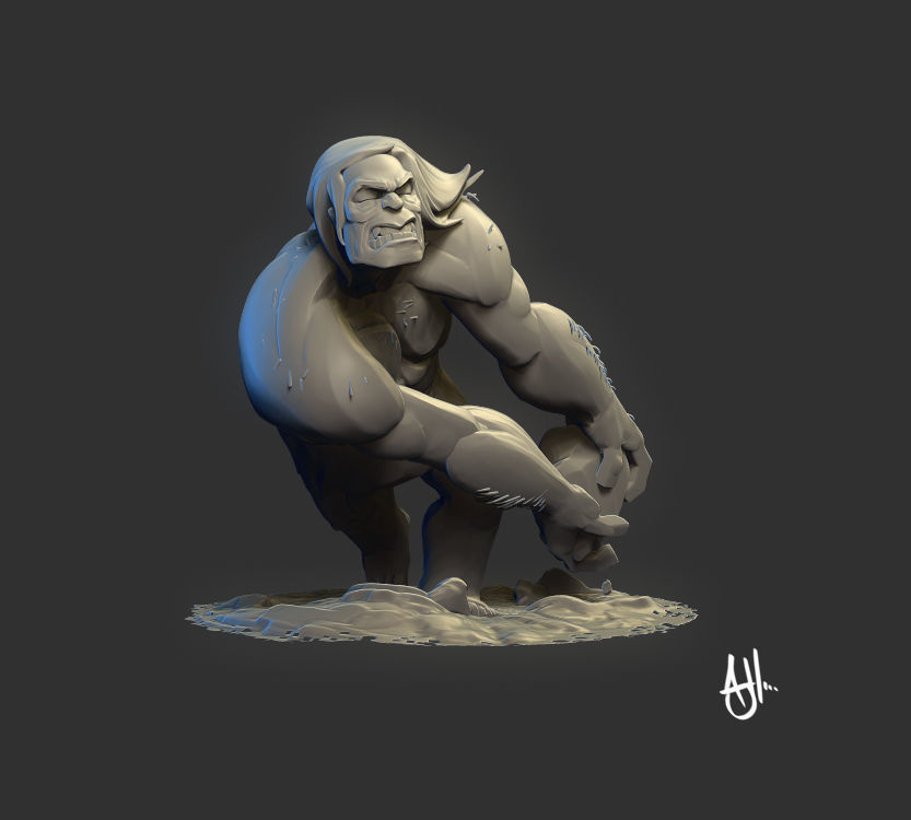 Caveman sculpture of man holding something 3D model 3D printable | CGTrader