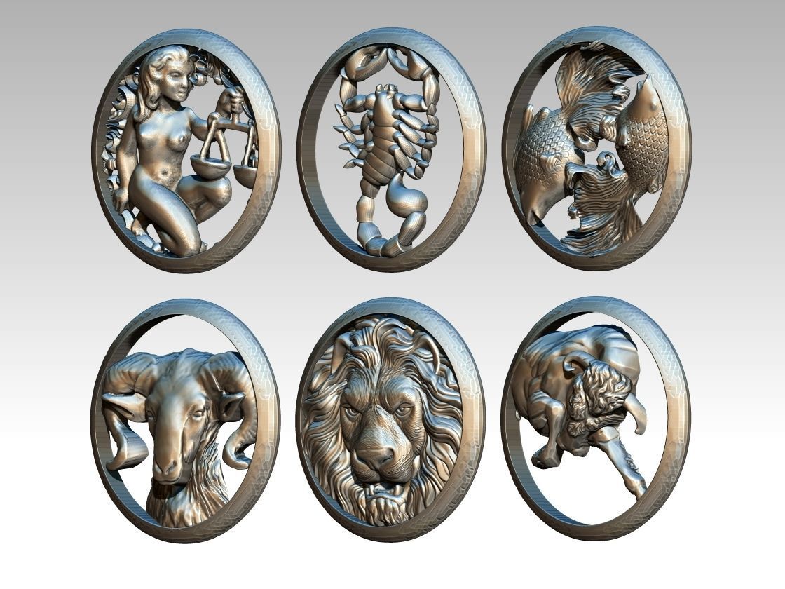 Lot of 6pcs zodiac models 3D model 3D printable | CGTrader