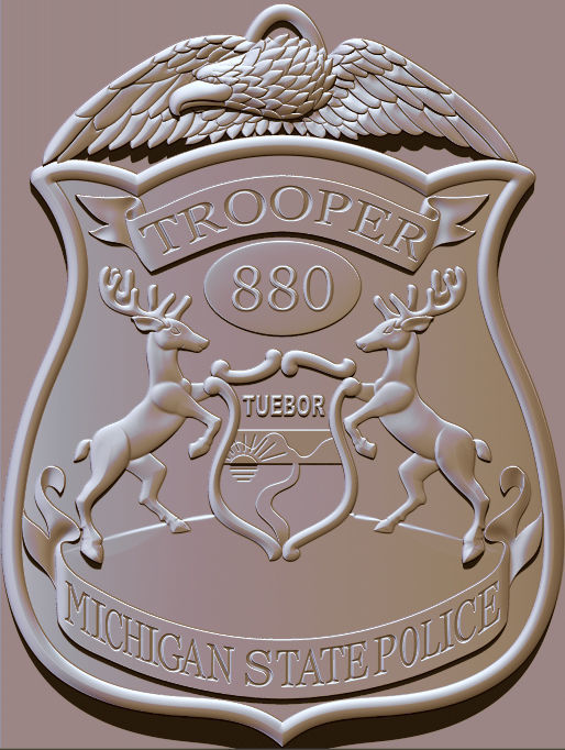Police Badge Pendant - Michigan State Police 3D model 3D printable ...