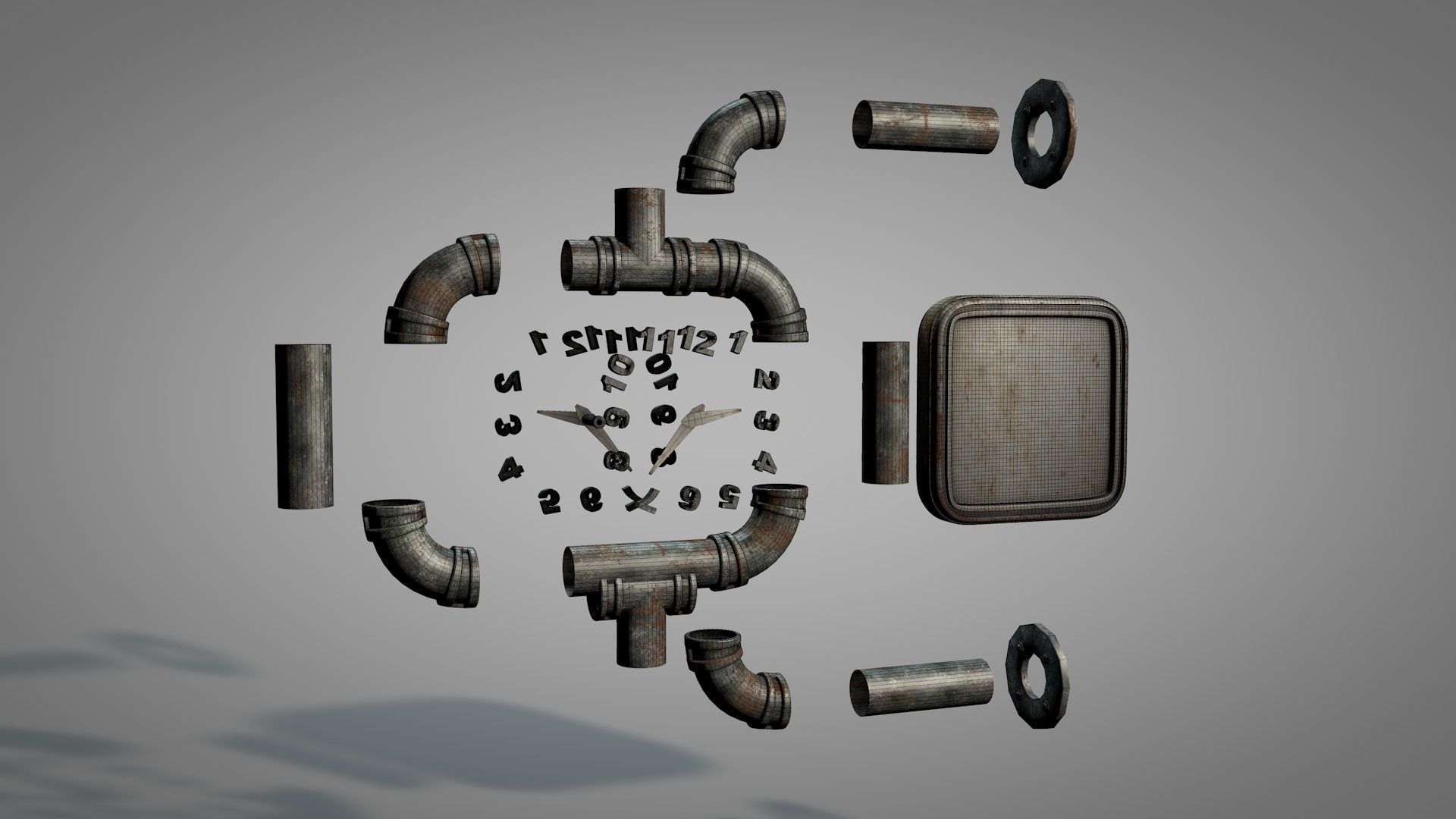 Recycled Pipe Clocks 3D model | CGTrader