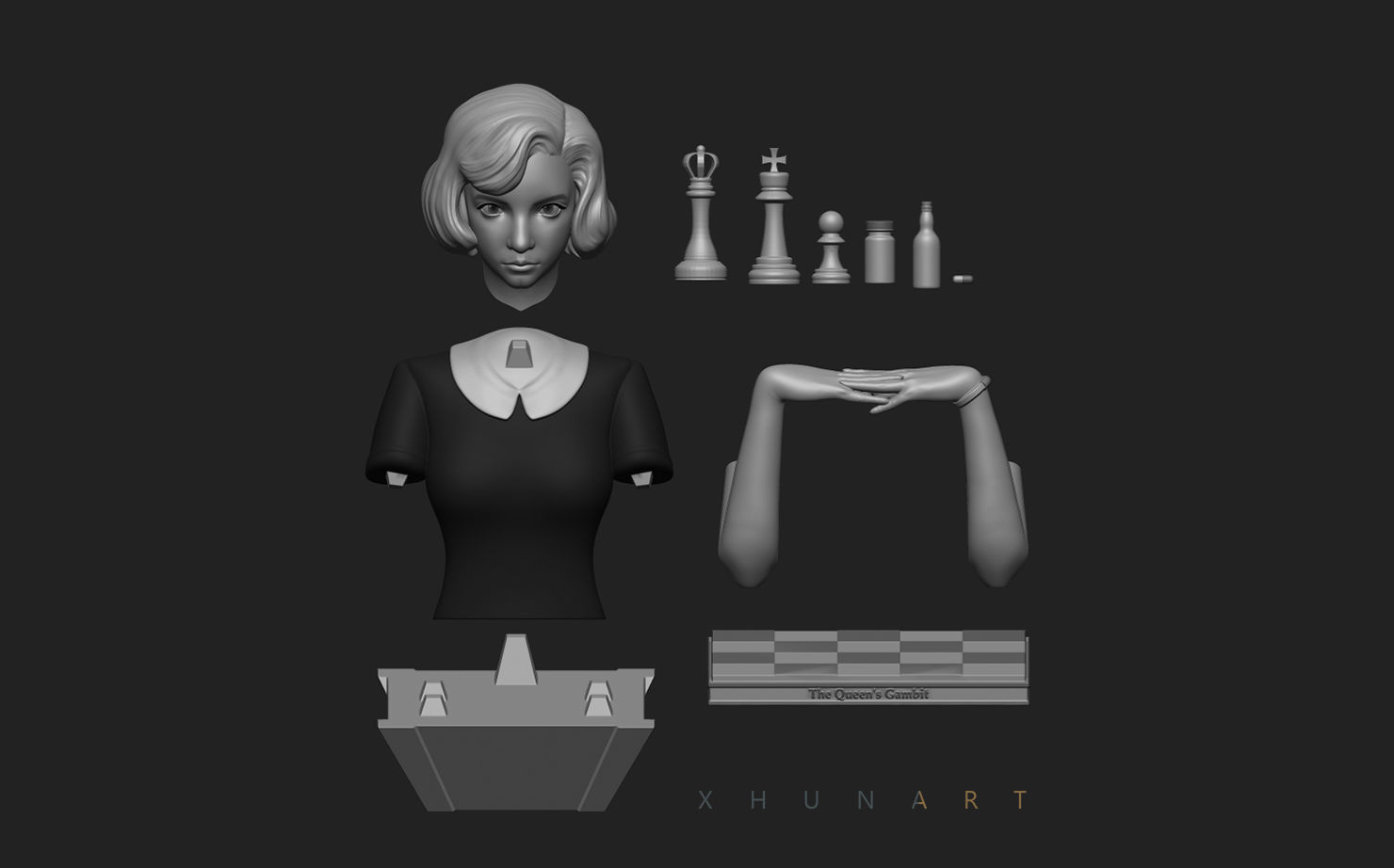Queens Gambit Beth Harmon 3D model 3D printable | CGTrader