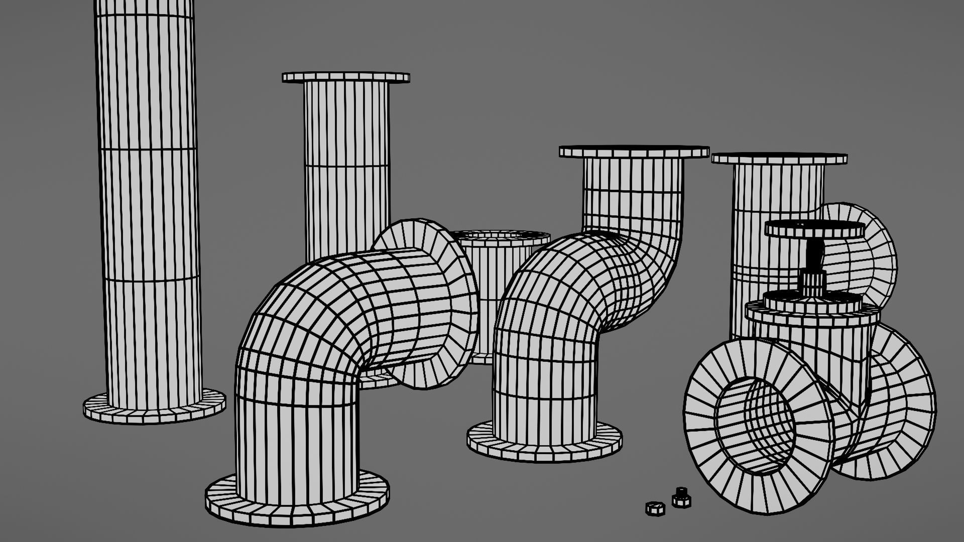 3D model Pipes collection set of pipe fittings VR / AR / low-poly ...