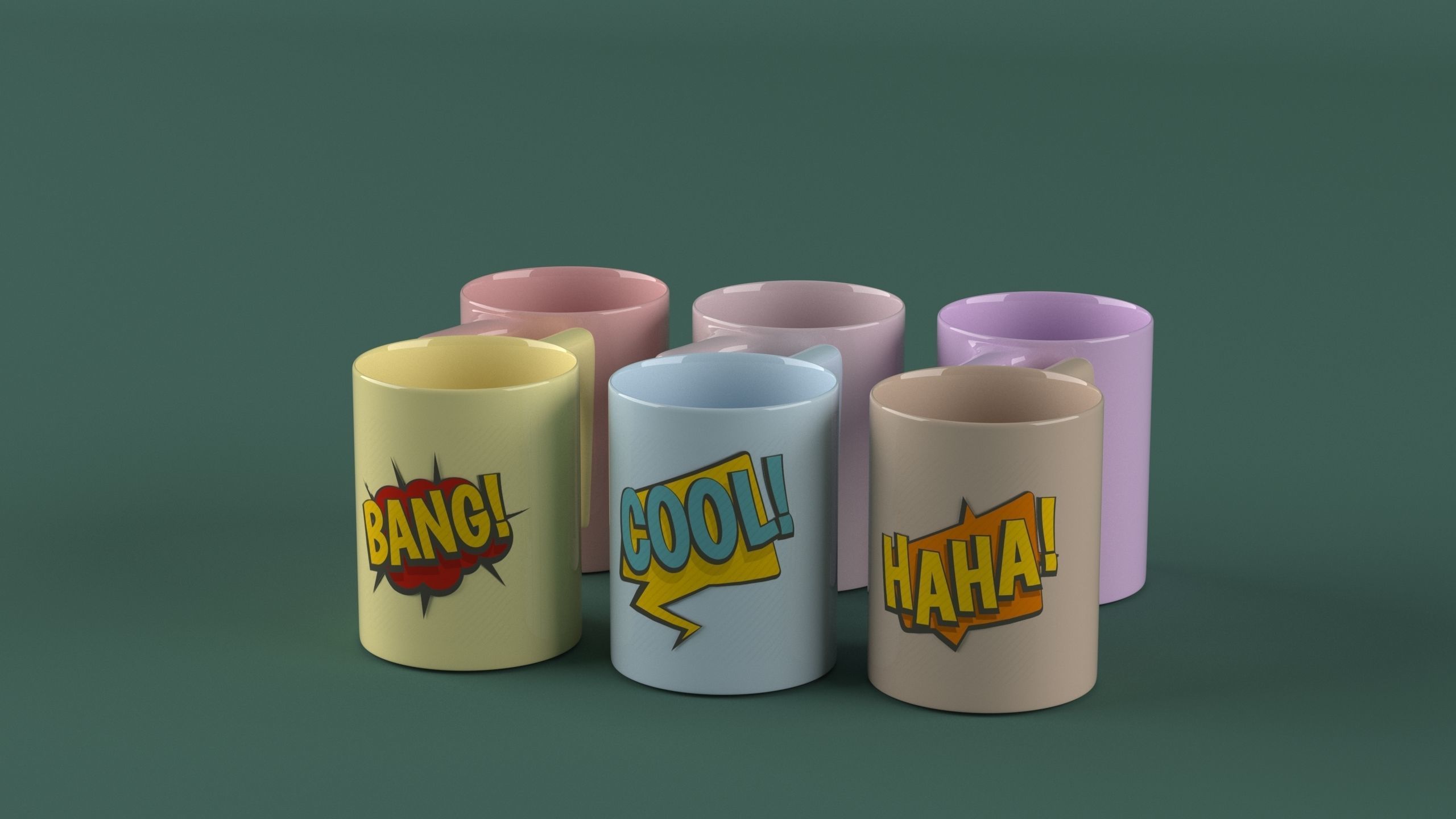 3D model Comic cup pack of 6 3D model VR / AR / low-poly | CGTrader