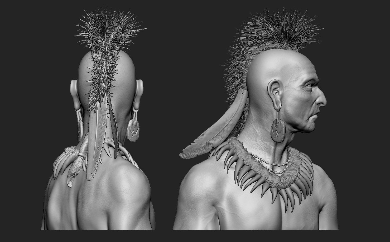 Native American Mohawk Warrior 3D model 3D printable | CGTrader