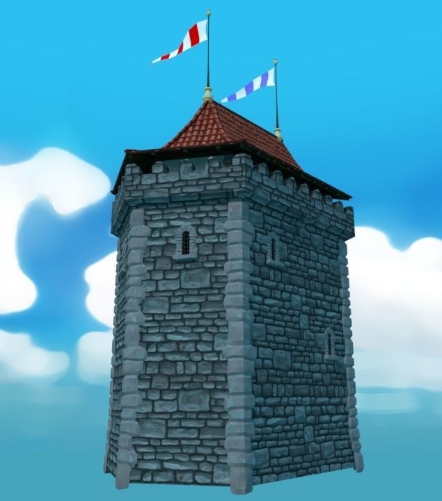 3D model Low poly cartoon medieval tower VR / AR / low-poly | CGTrader