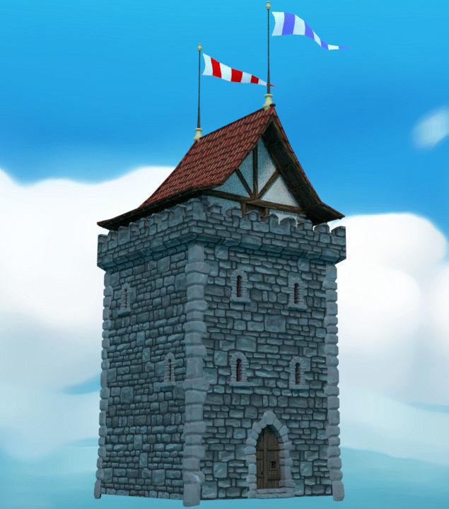 3D model Low poly cartoon medieval tower VR / AR / low-poly | CGTrader