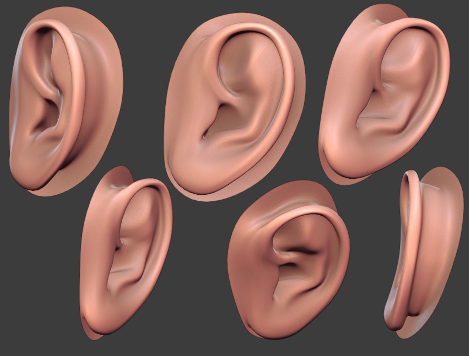3D model Human Female Ear Subdivision Ready for Film VR / AR / low-poly ...