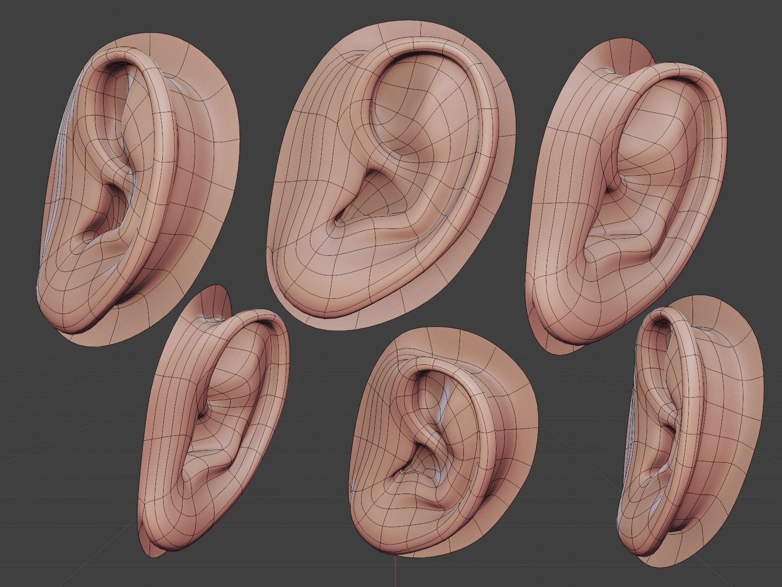 3D model Human Female Ear Subdivision Ready for Film VR / AR / low-poly ...