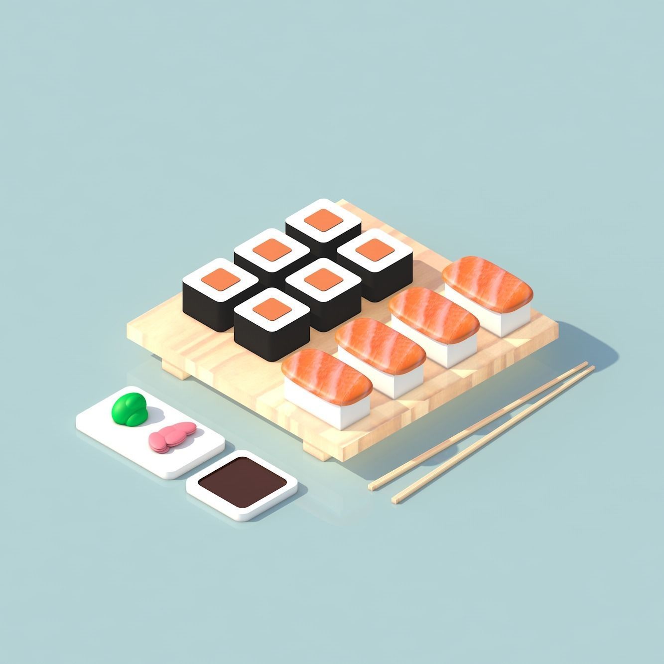 3D model Sushi pack 3d lowpoly isometric VR / AR / low-poly | CGTrader
