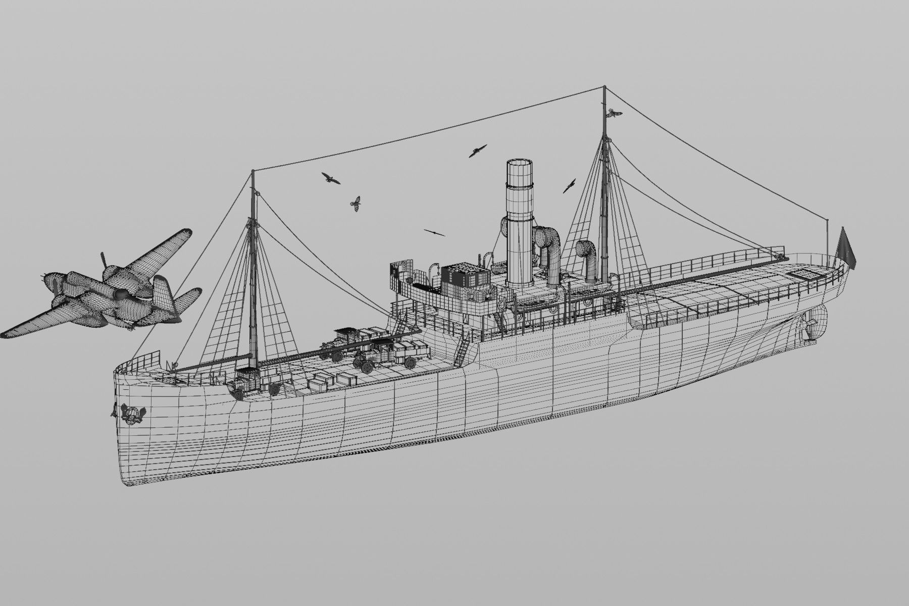 sinking of the German ship Karlsruhe by Soviet in the Baltic 3D model ...