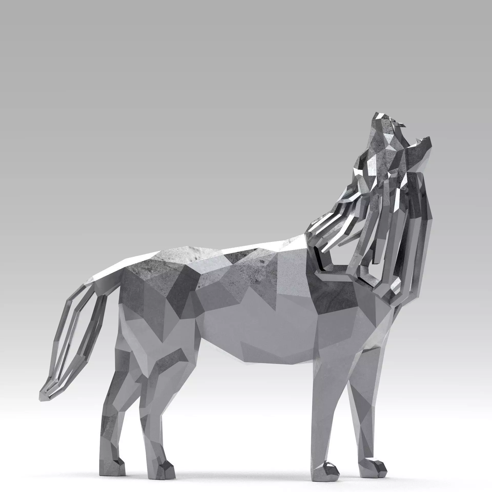 3D Geometric howling wolf statuette model 3D model 3D printable | CGTrader
