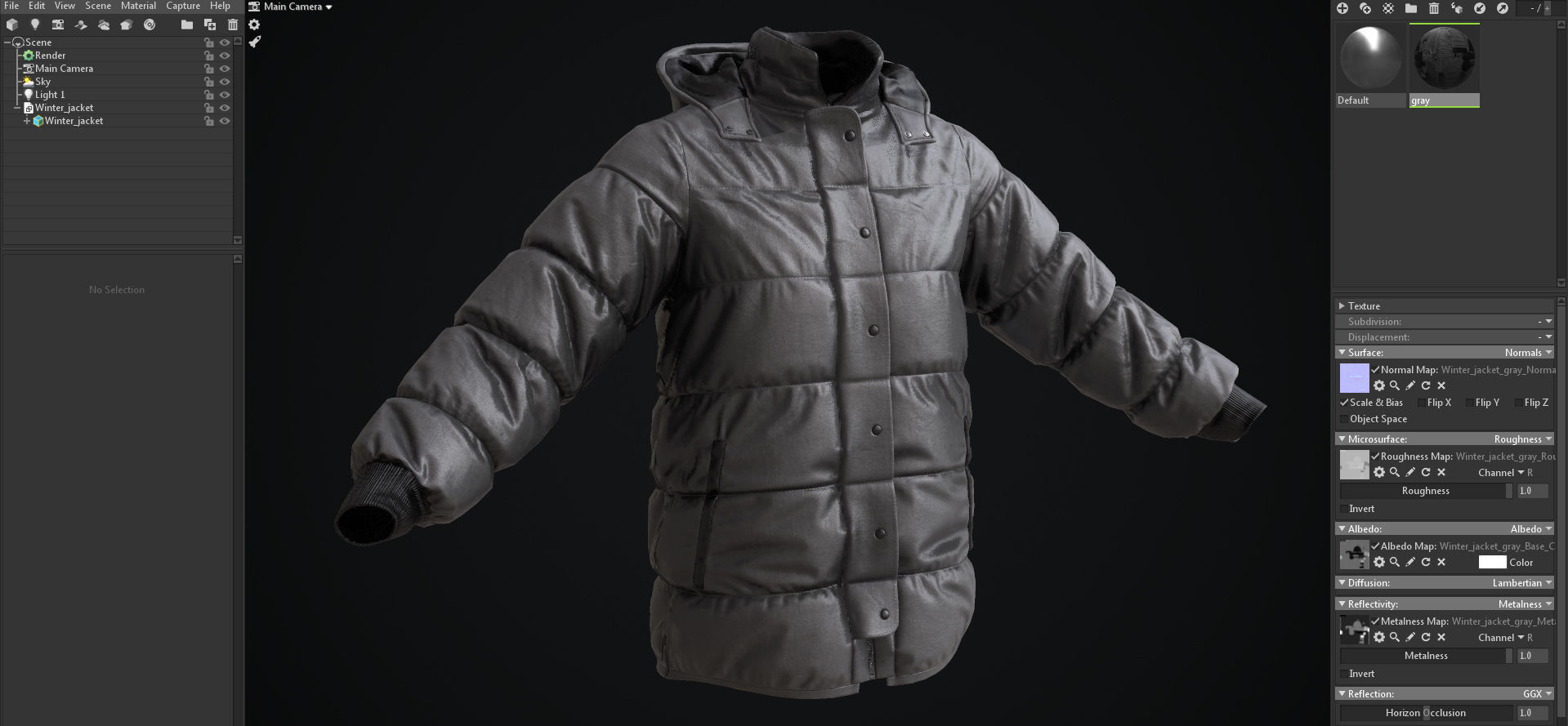 3D model Gray winter jacket VR / AR / low-poly | CGTrader