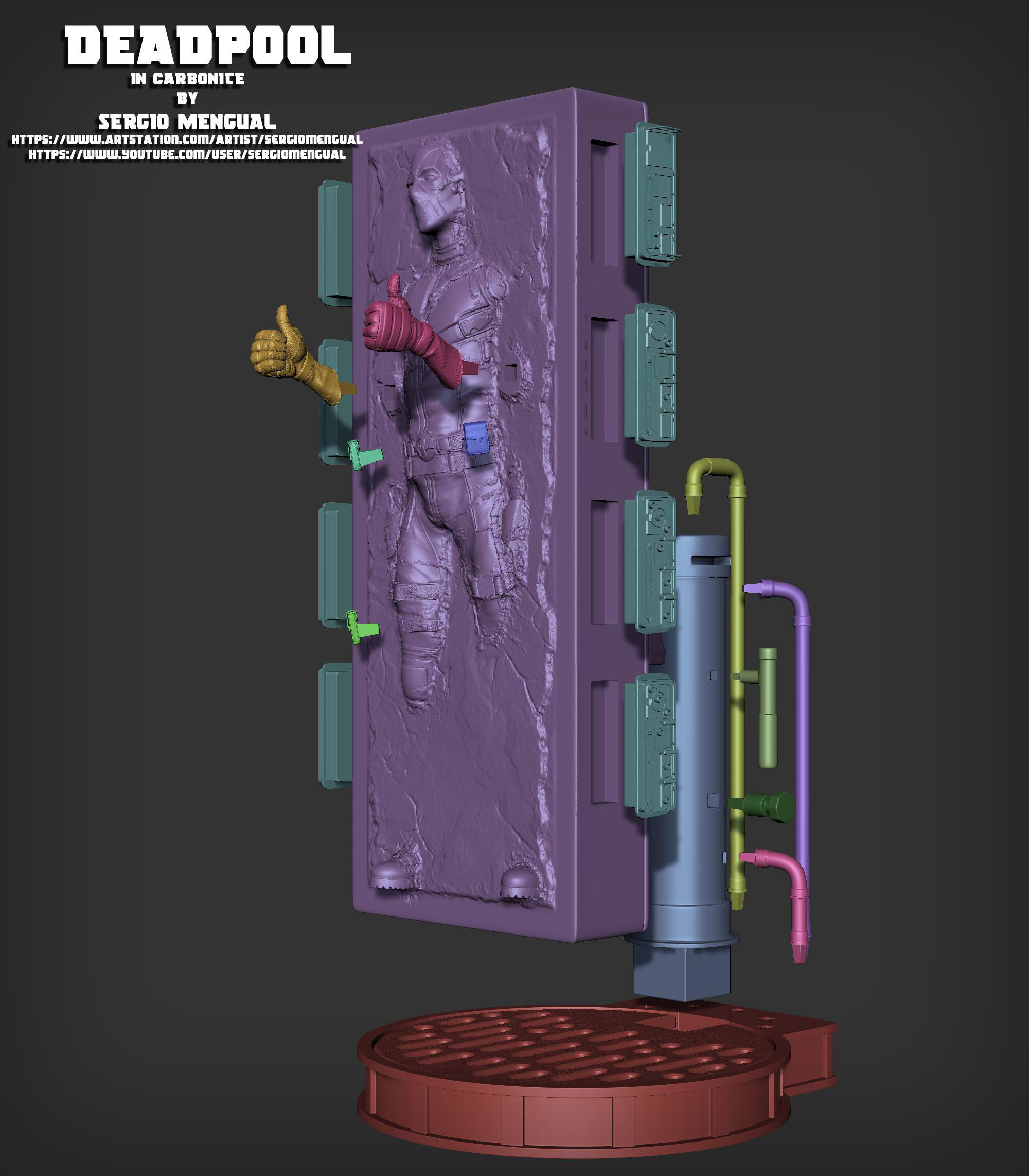 Deadpool in Carbonite 3D Printable Sculpture 3D model 3D printable ...