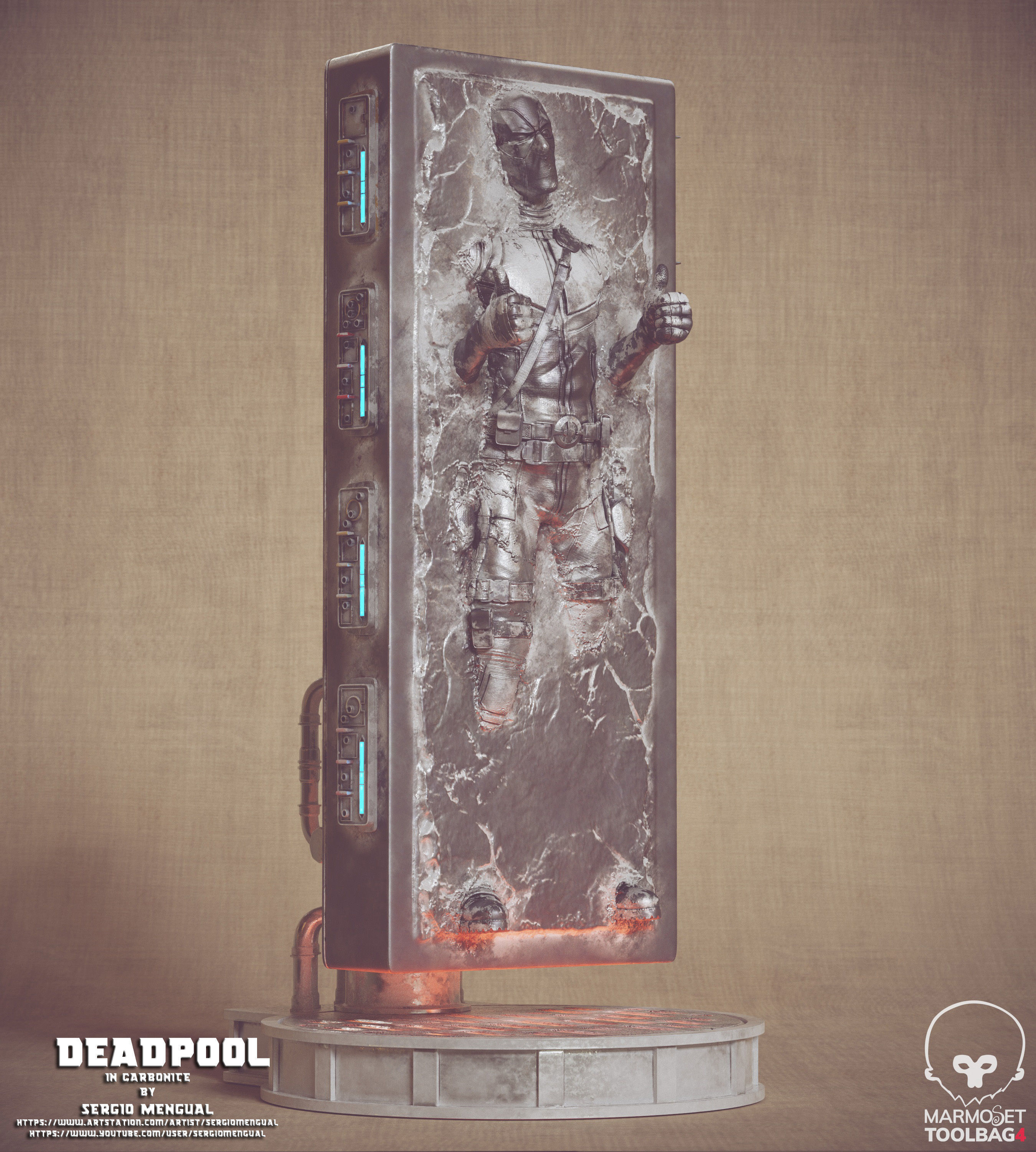 Deadpool in Carbonite 3D Printable Sculpture 3D model 3D printable ...