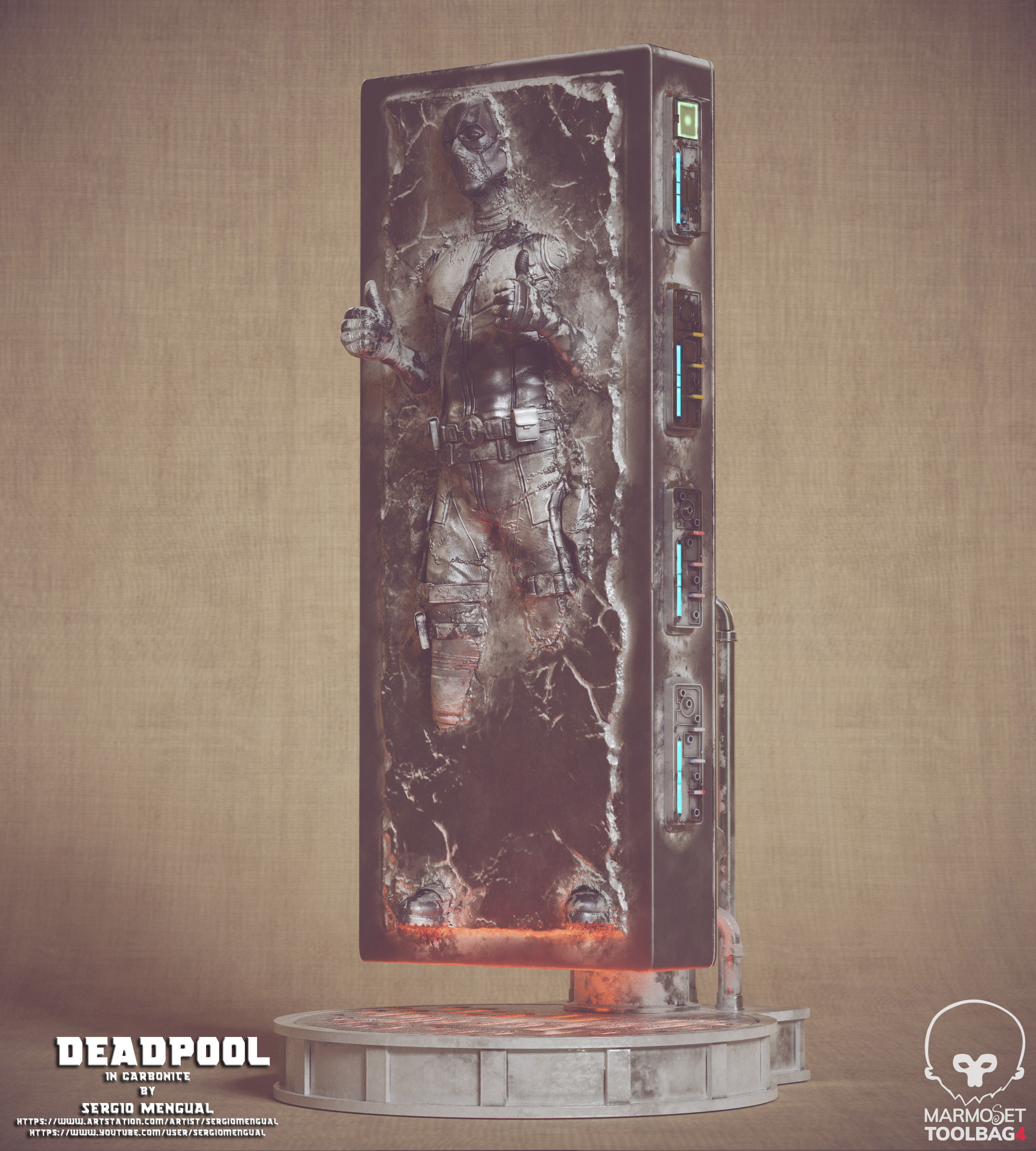 Deadpool in Carbonite 3D Printable Sculpture 3D model 3D printable ...