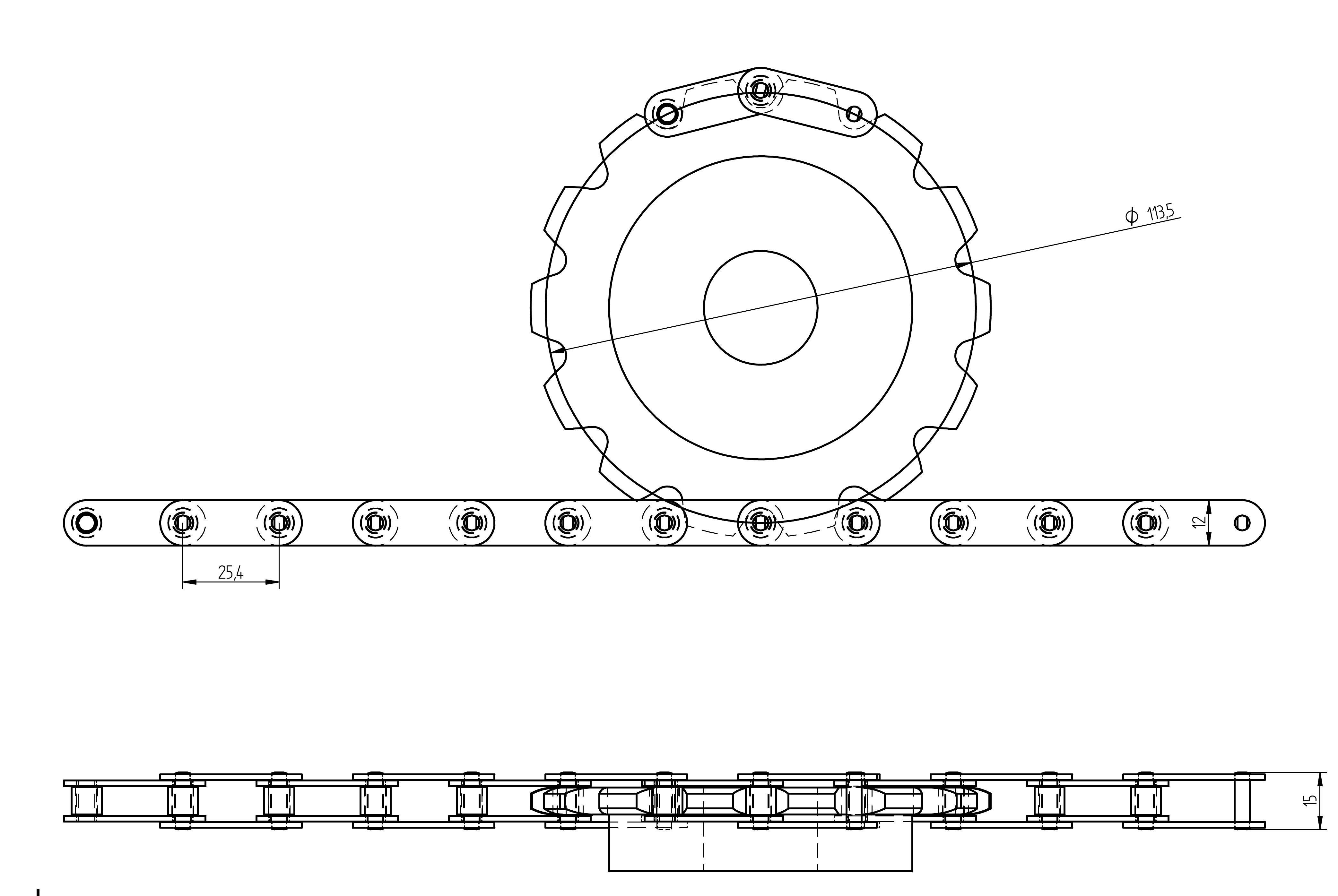 CONVEYOR CHAIN DOUBLE PITCH 2040 WITH SPROCKET 14 TEETH 3D model 3D ...