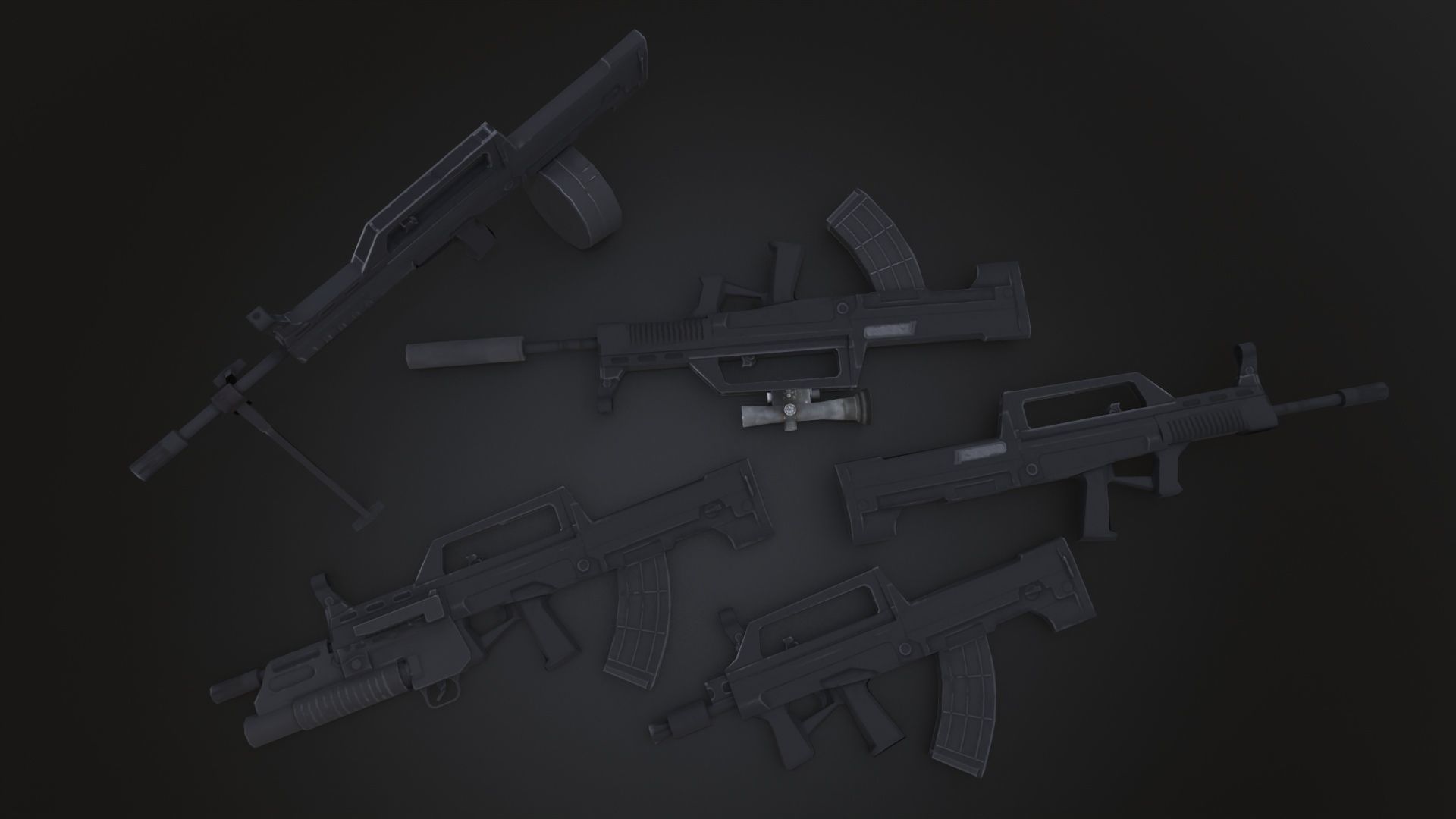 3D model QBZ 95 QBB95 QBZ95B pack VR / AR / low-poly | CGTrader