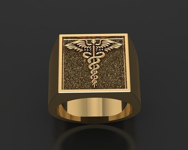 Caduceus ring 3D model 3D printable | CGTrader