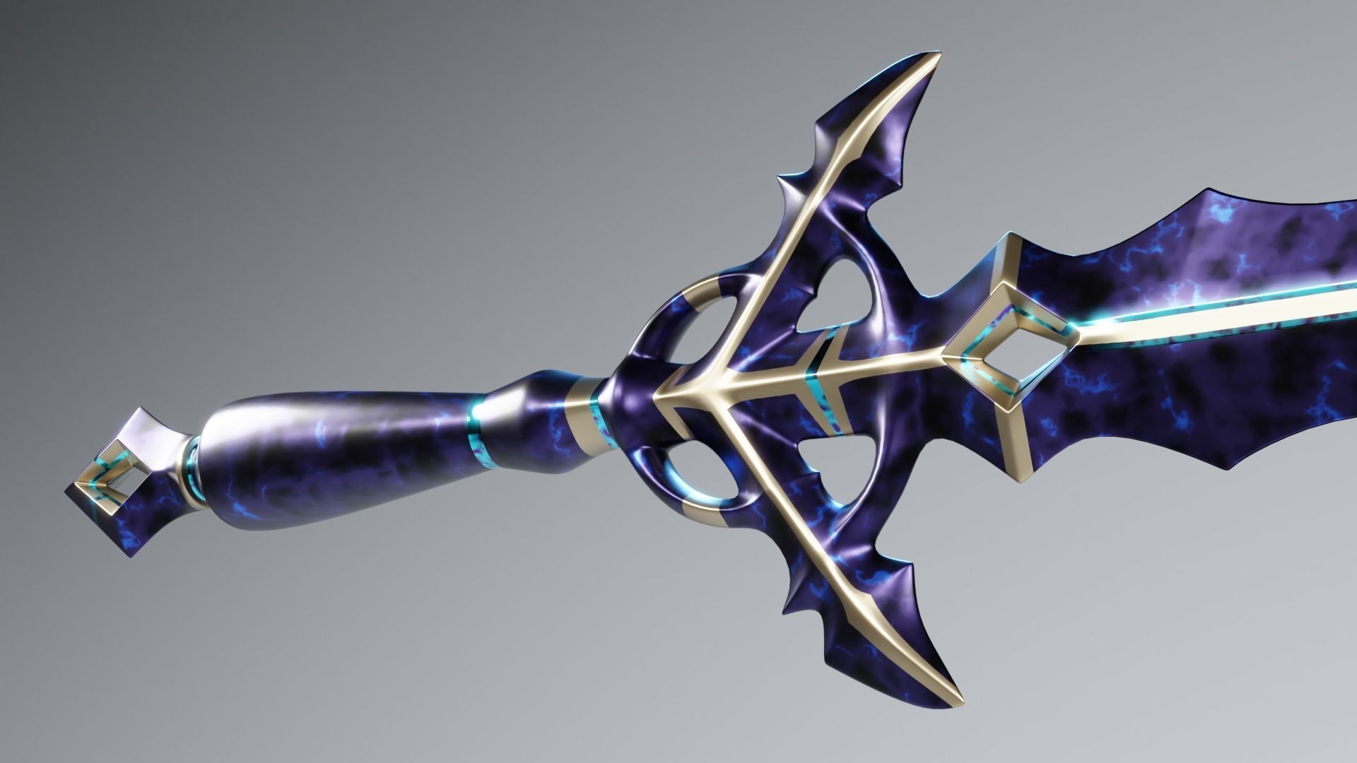 3D model Fantasy Blue Lightning Sword VR / AR / low-poly | CGTrader