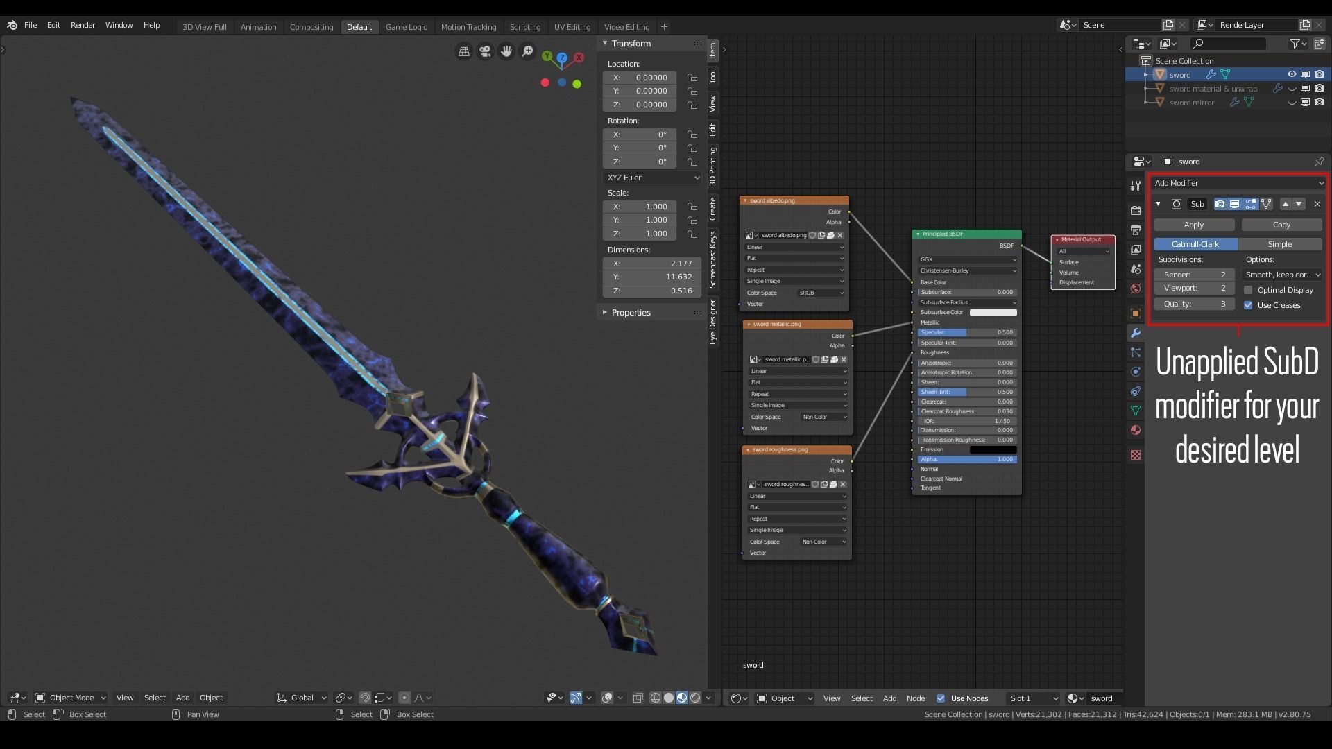3D model Fantasy Blue Lightning Sword VR / AR / low-poly | CGTrader