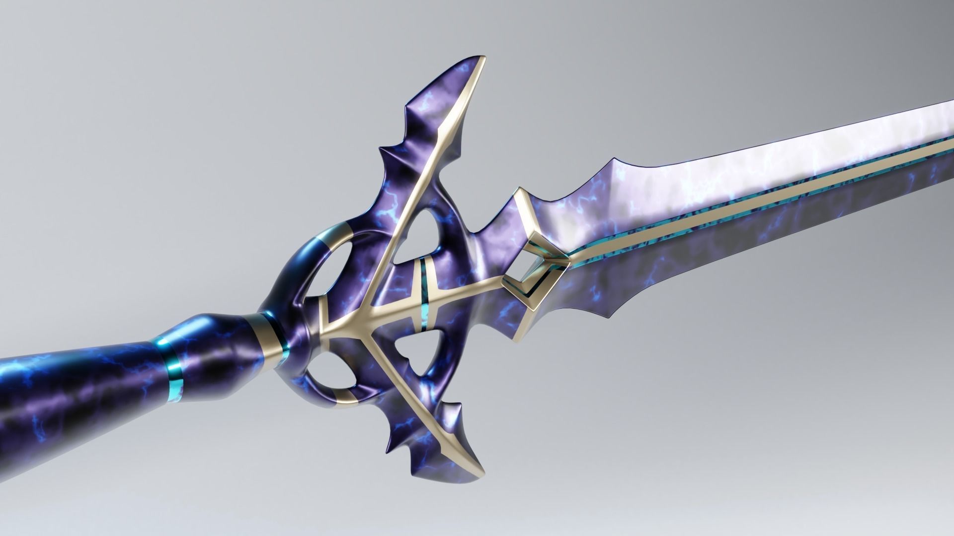 3D model Fantasy Blue Lightning Sword VR / AR / low-poly | CGTrader