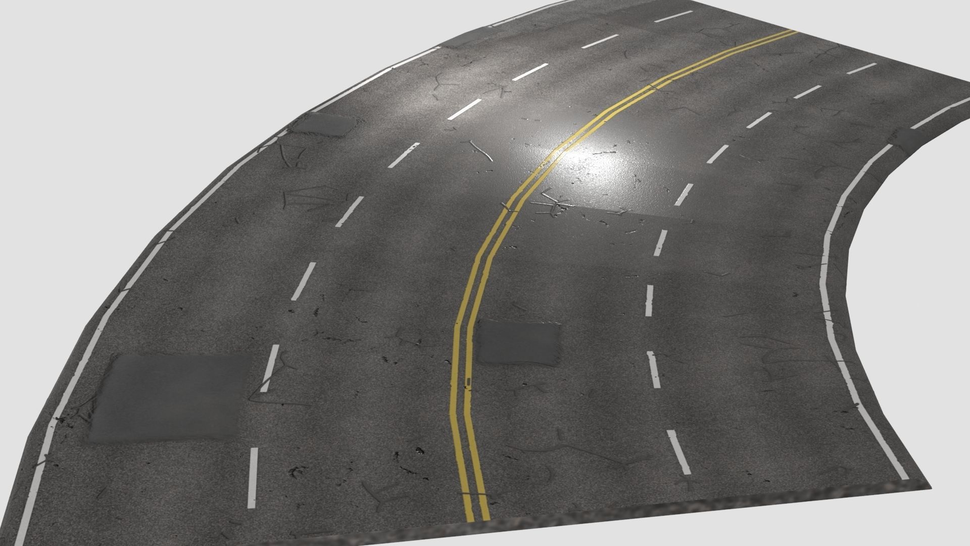 3D model Modular Patched 4-Lane Highway Roads 4K-2K VR / AR / low-poly ...