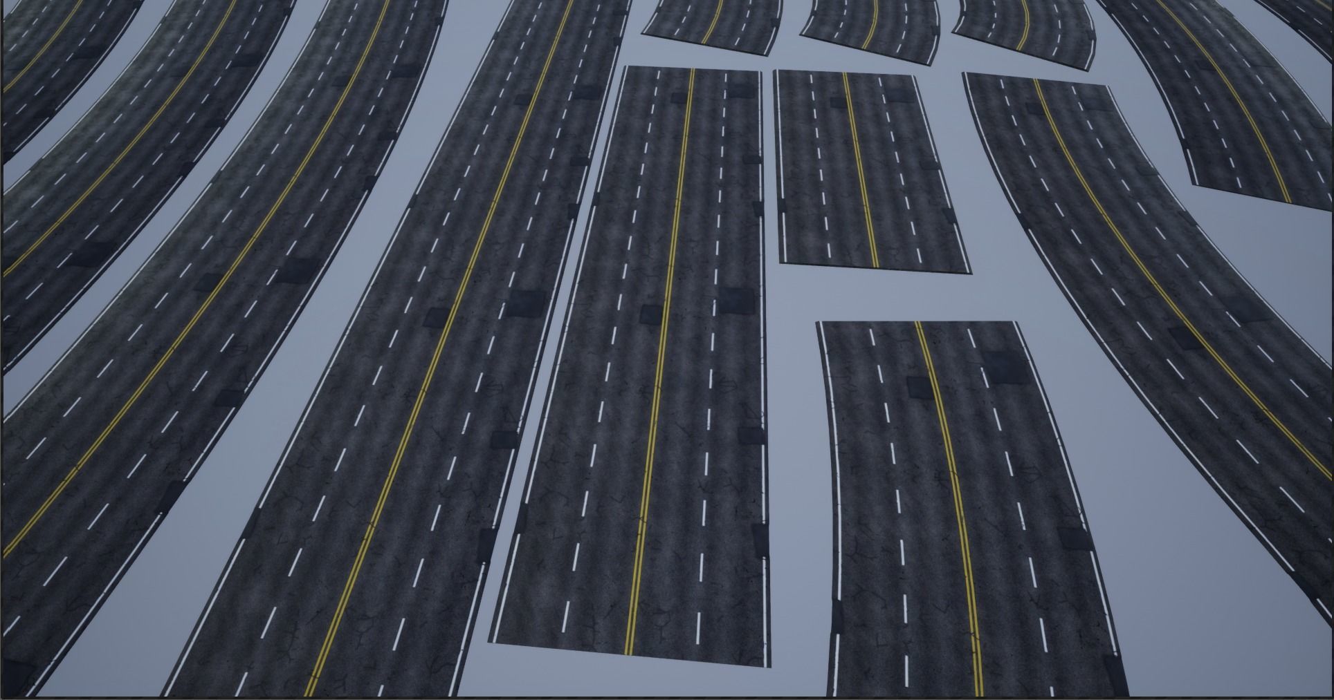3D model Modular Patched 4-Lane Highway Roads 4K-2K VR / AR / low-poly ...