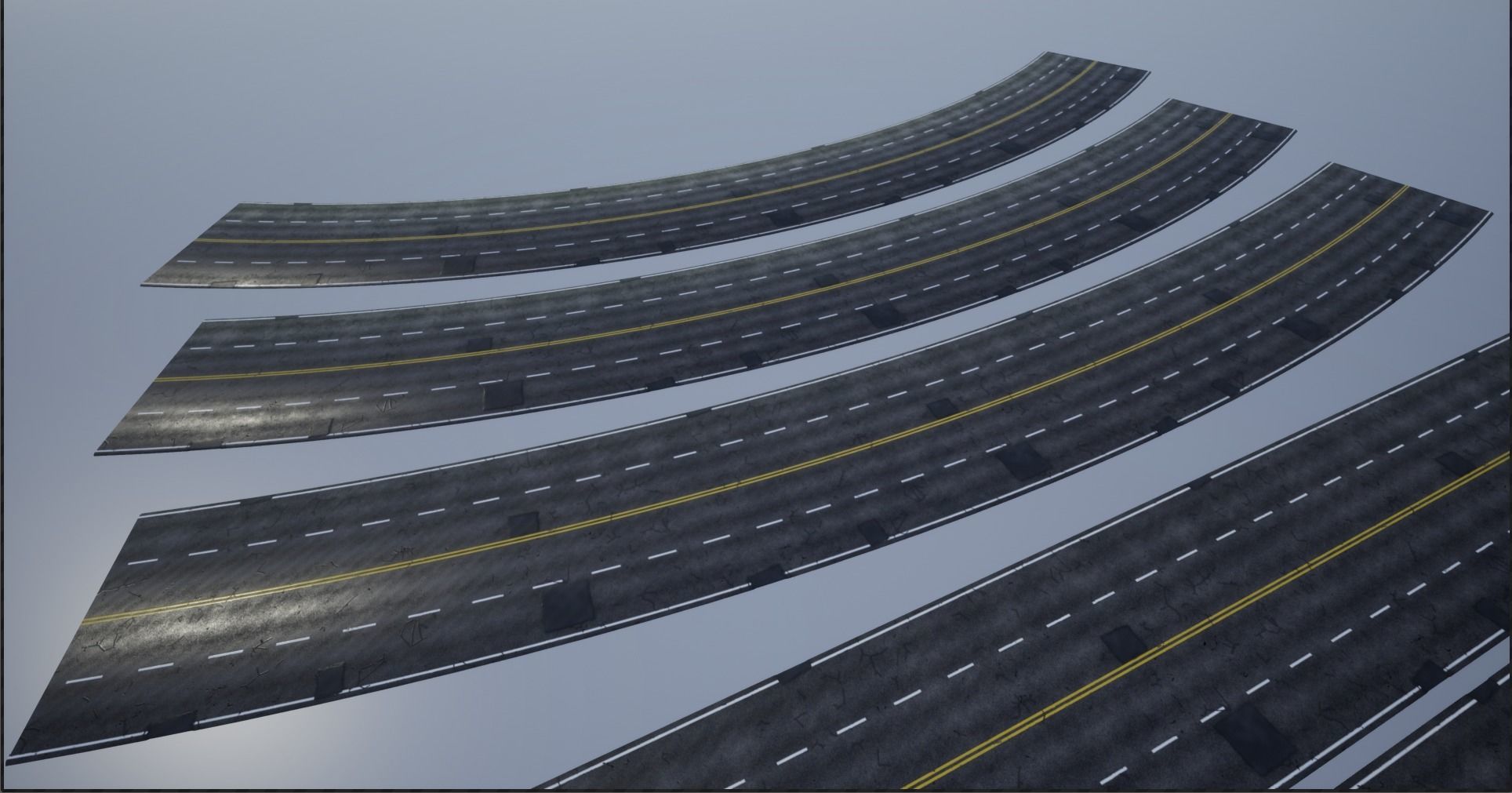 3D model Modular Patched 4-Lane Highway Roads 4K-2K VR / AR / low-poly ...