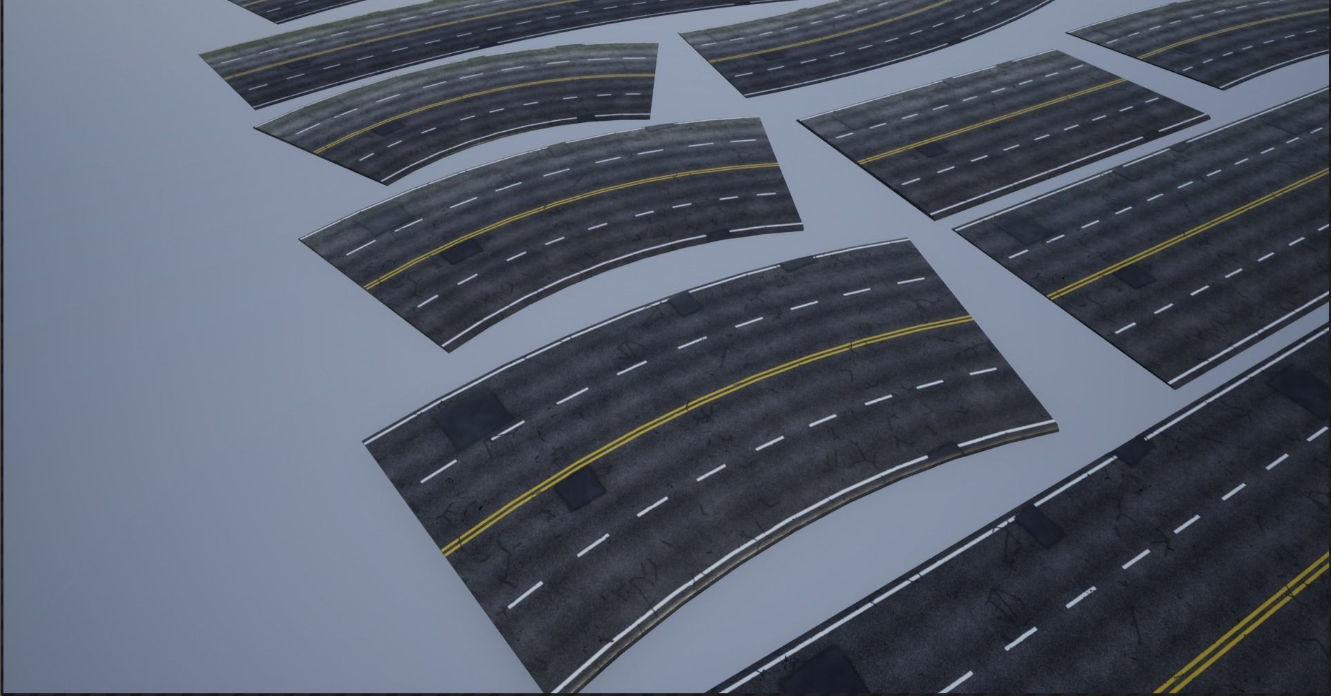 3D model Modular Patched 4-Lane Highway Roads 4K-2K VR / AR / low-poly ...