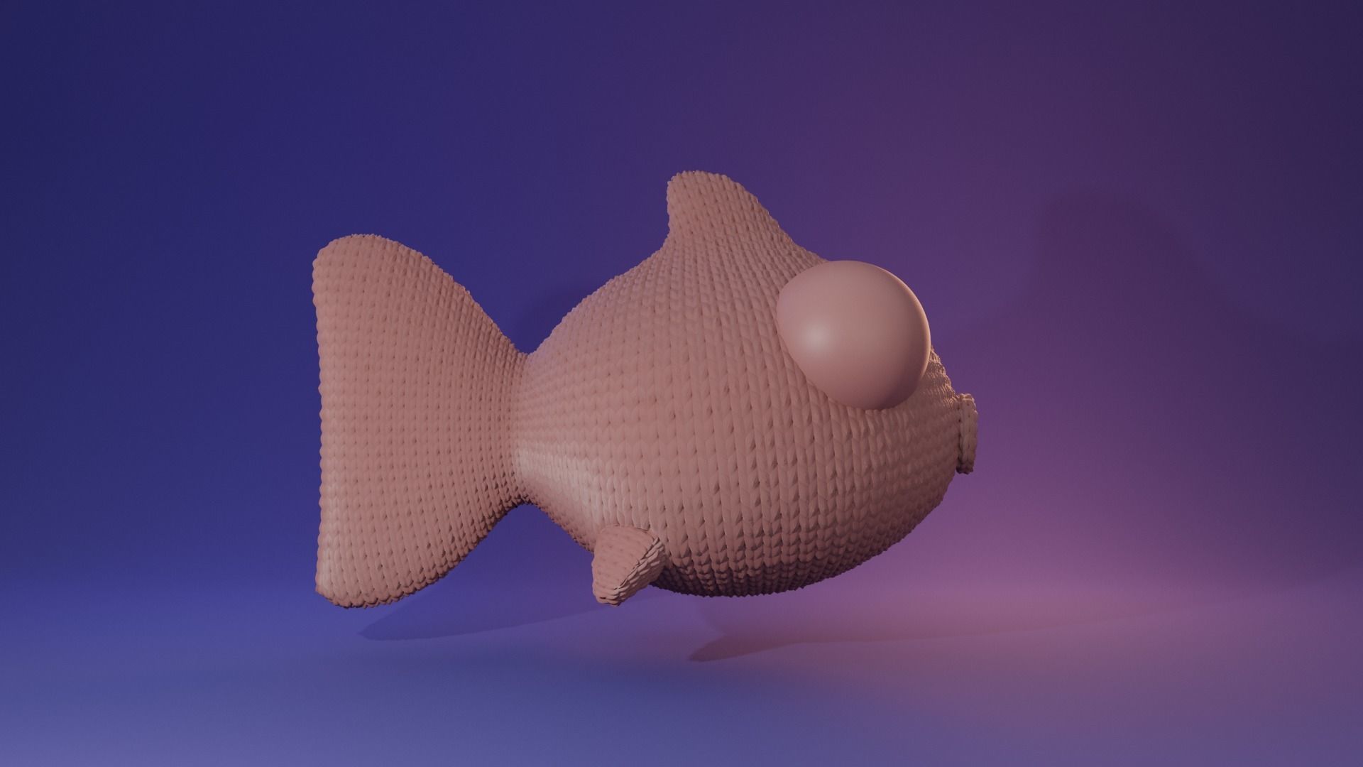 Woollen knitted fish model plus animated scenes free 3D model animated ...