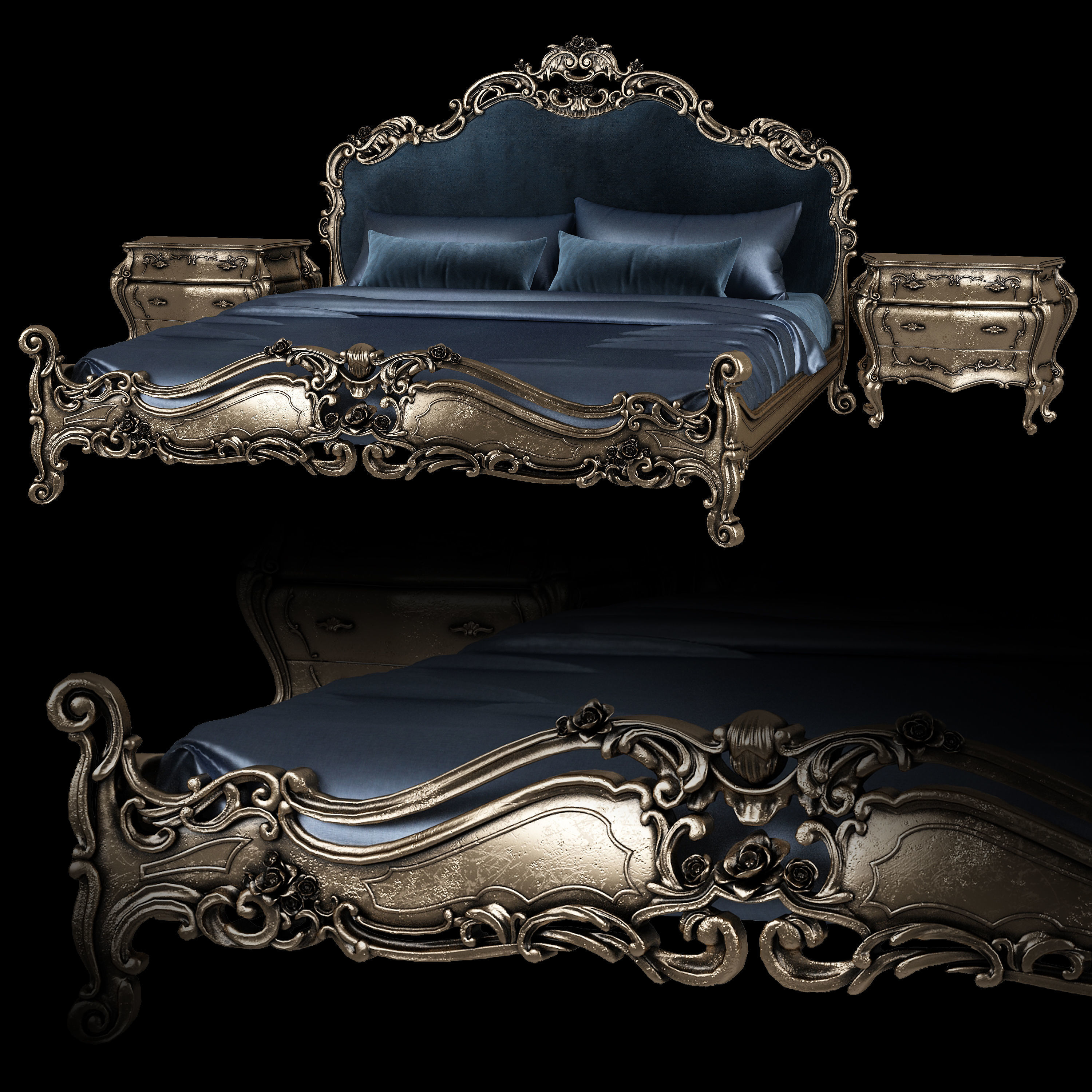 rococo bed 3D model | CGTrader