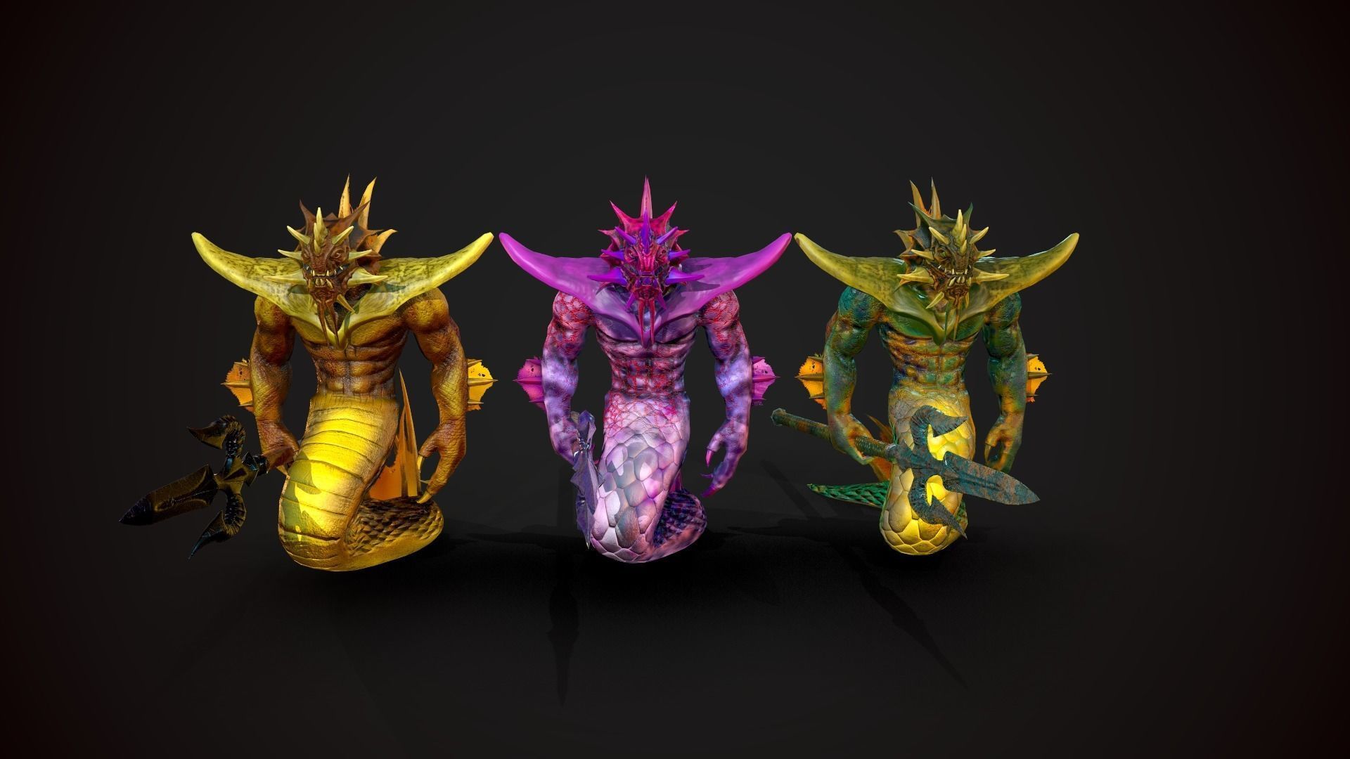 3D model Naga male warrior UE4 and Unity VR / AR / low-poly | CGTrader