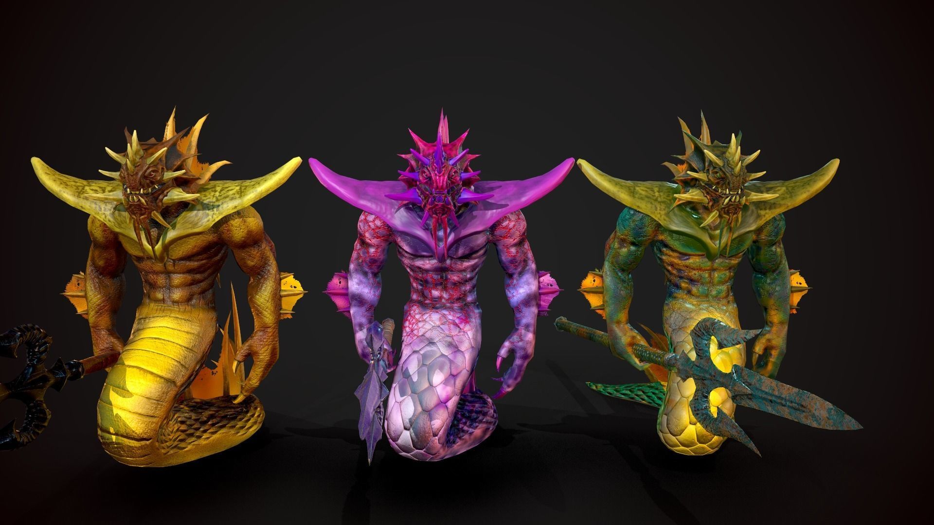 3D model Naga male warrior UE4 and Unity VR / AR / low-poly | CGTrader