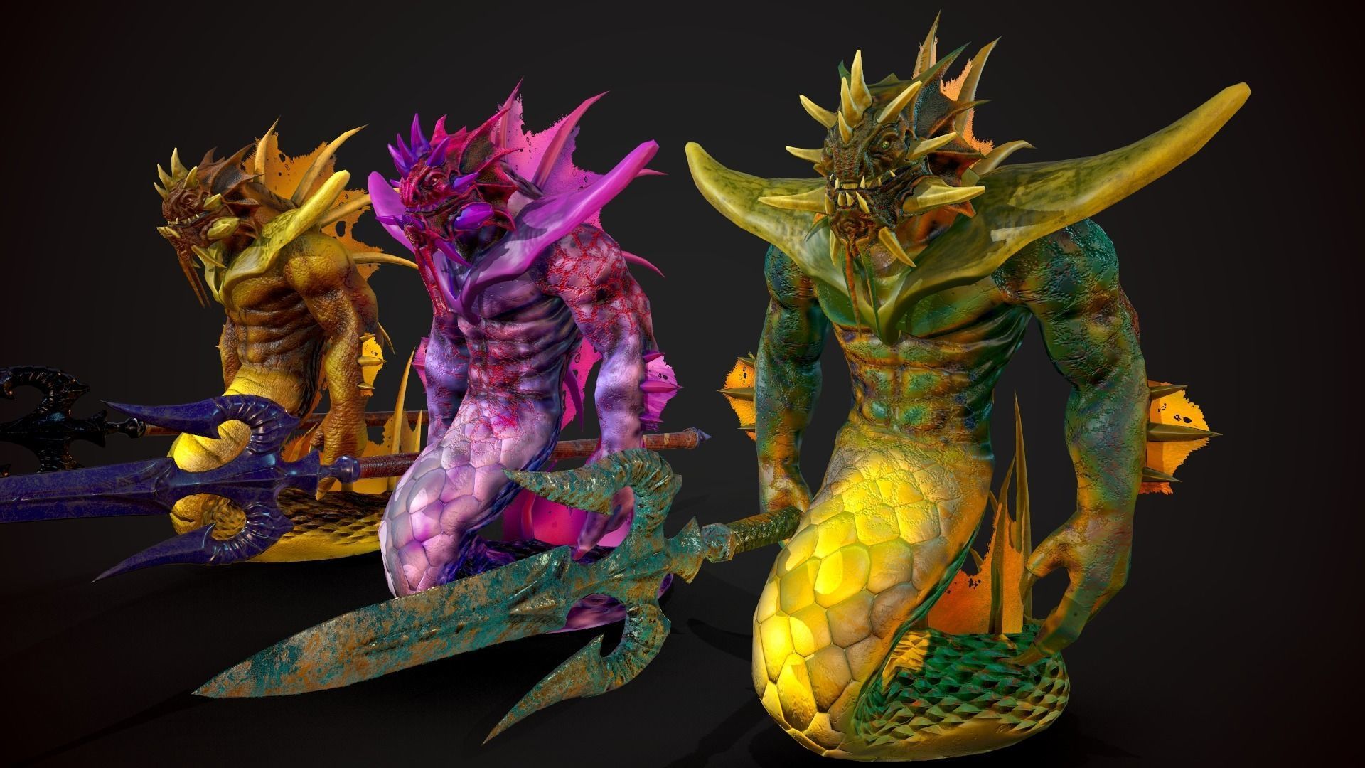 3D model Naga male warrior UE4 and Unity VR / AR / low-poly | CGTrader
