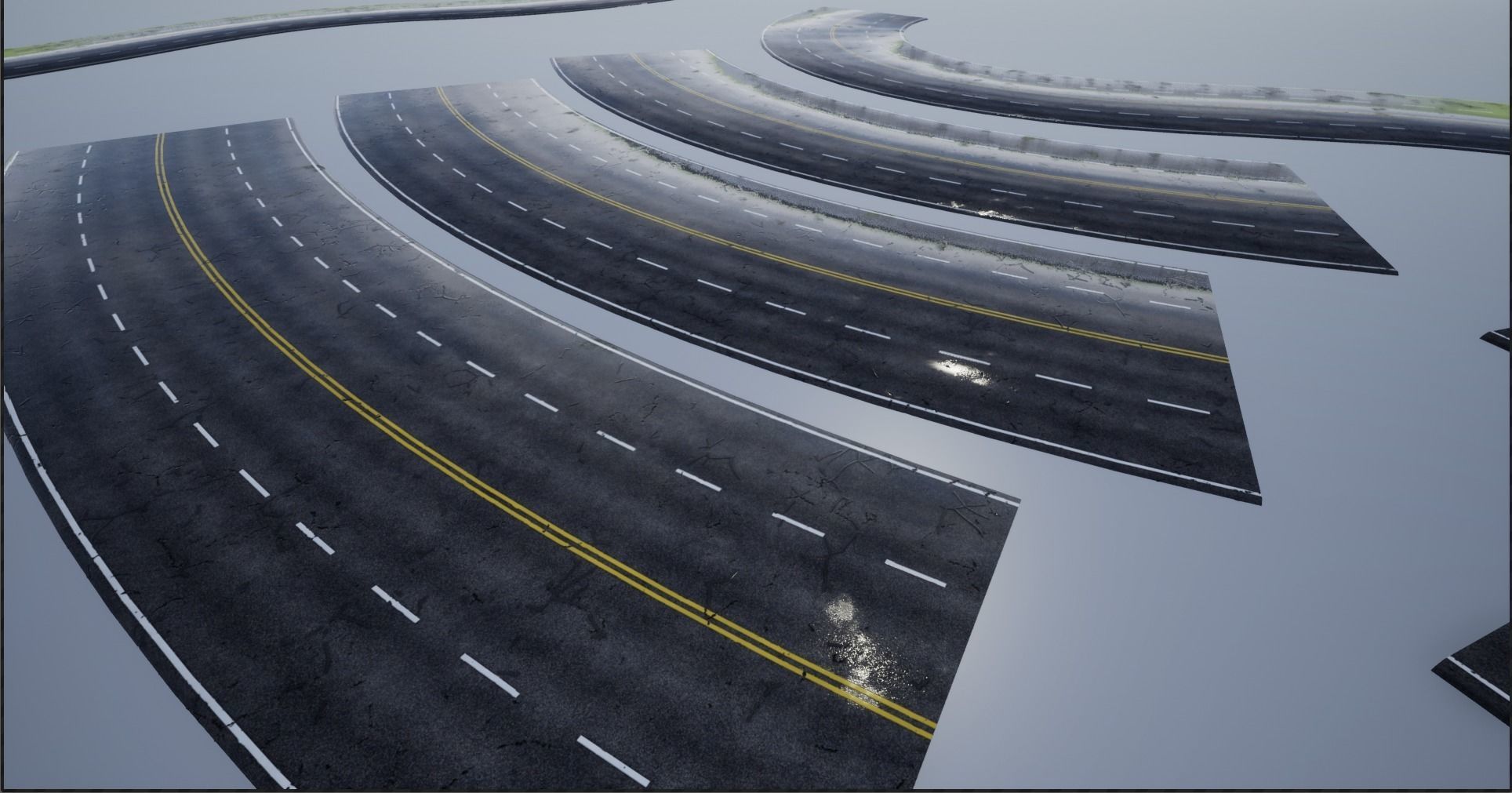 3D model Modular Wet 4-Lane Highway Roads 4K-2K VR / AR / low-poly ...