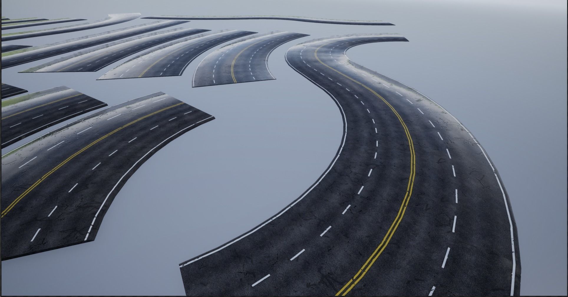3D model Modular Wet 4-Lane Highway Roads 4K-2K VR / AR / low-poly ...