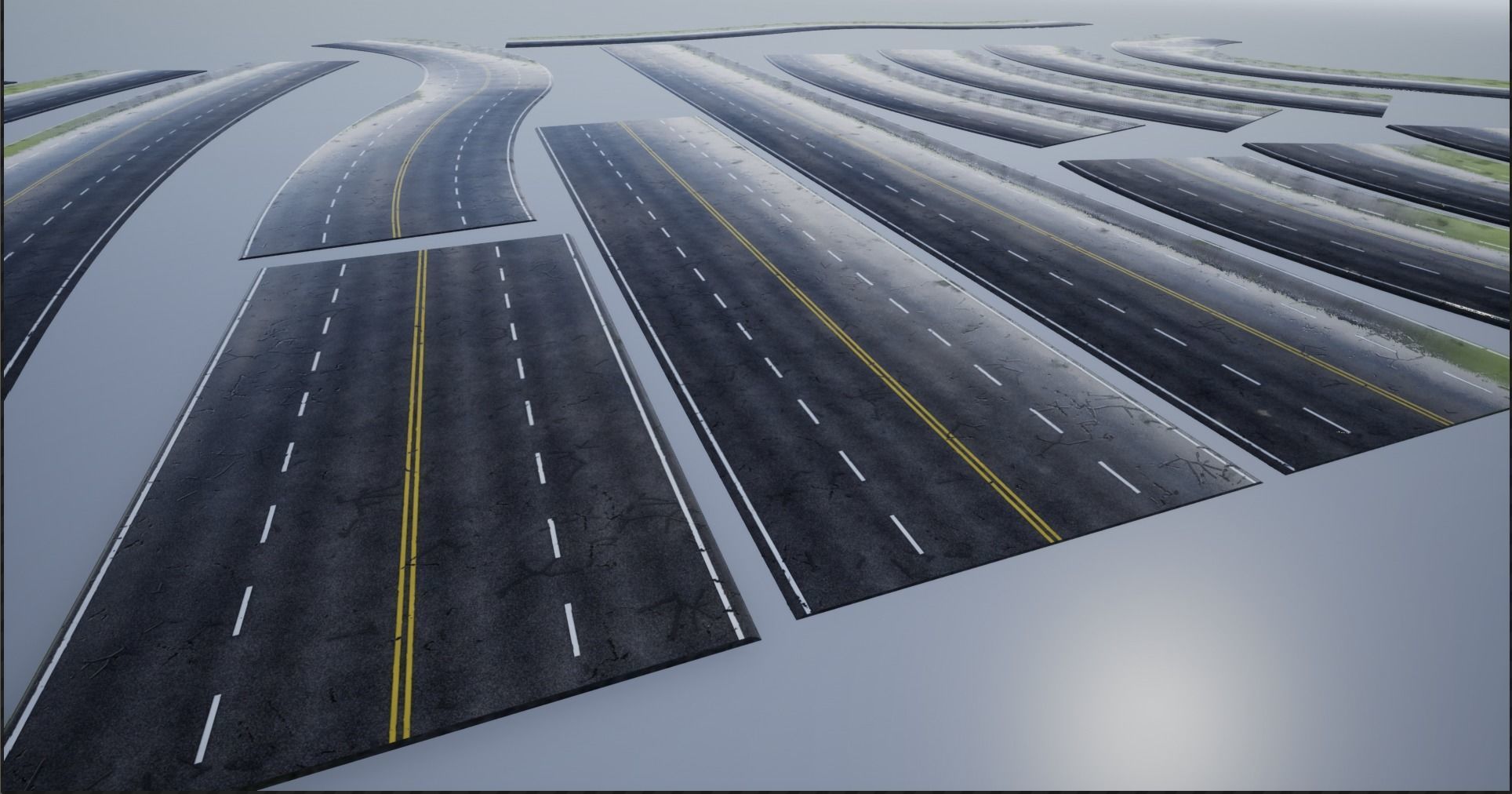 3D model Modular Wet 4-Lane Highway Roads 4K-2K VR / AR / low-poly ...