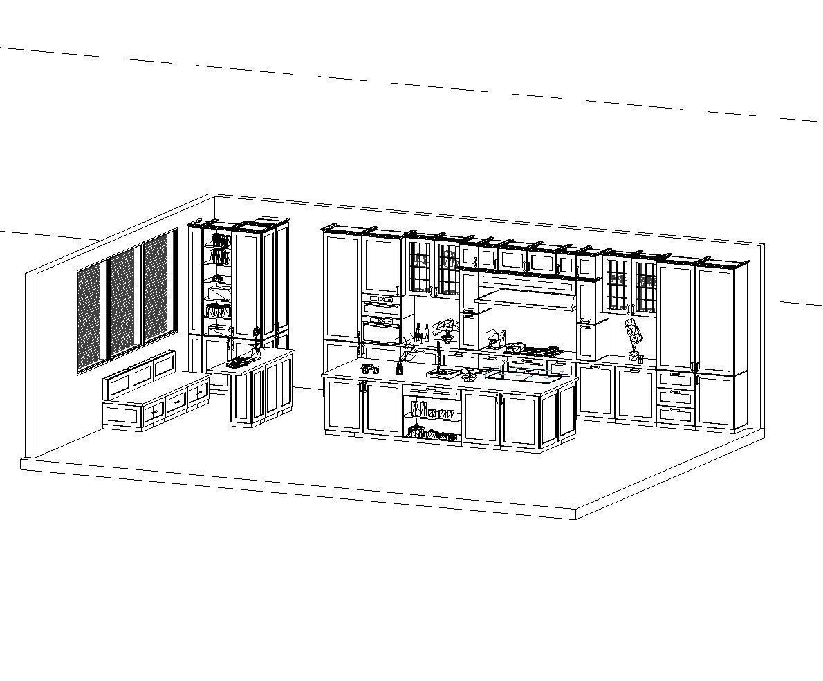 3D model Full Parametric Kitchen Created in Revit 3D model 6 VR / AR ...