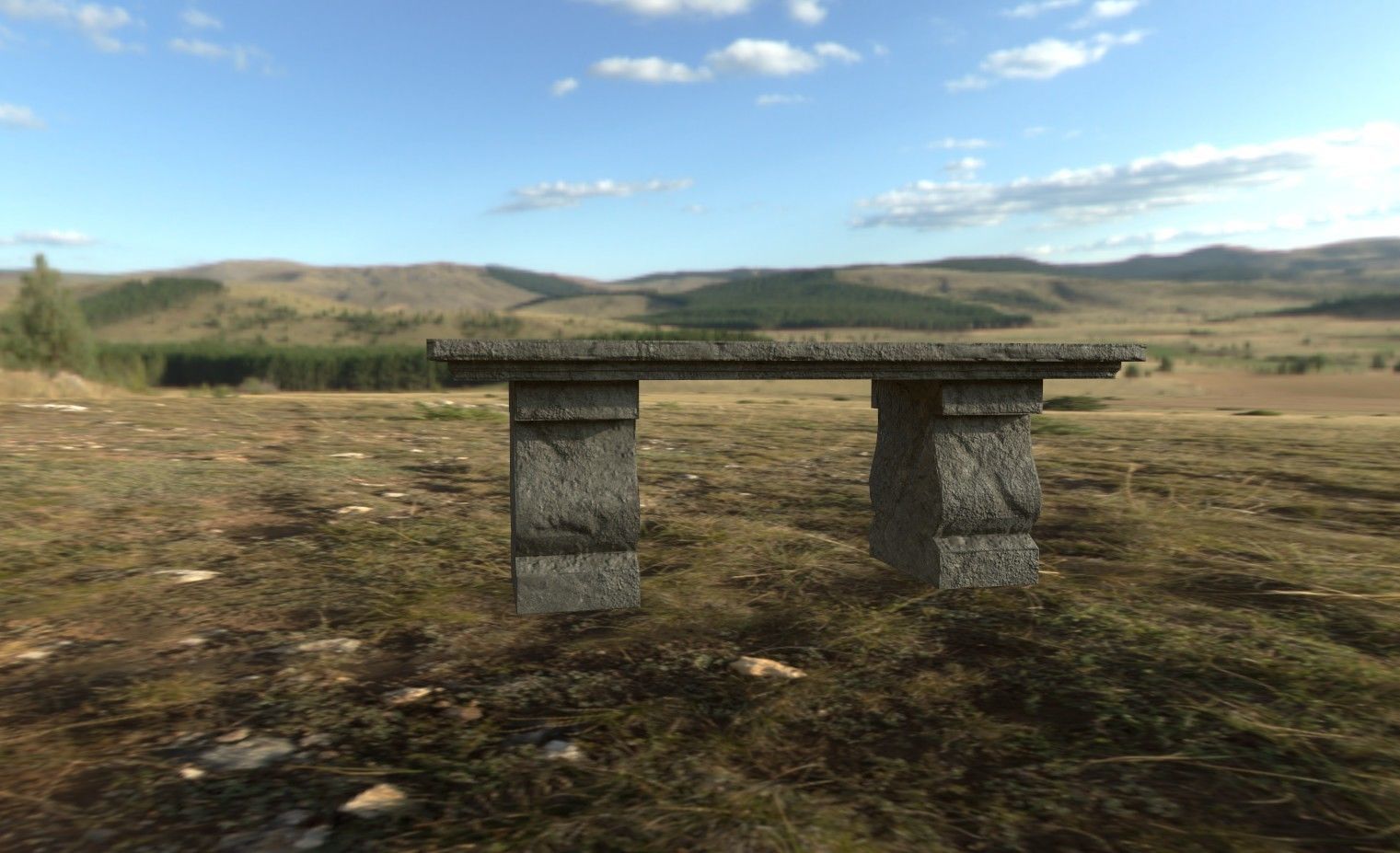 3D model medieval stone bench VR / AR / low-poly | CGTrader