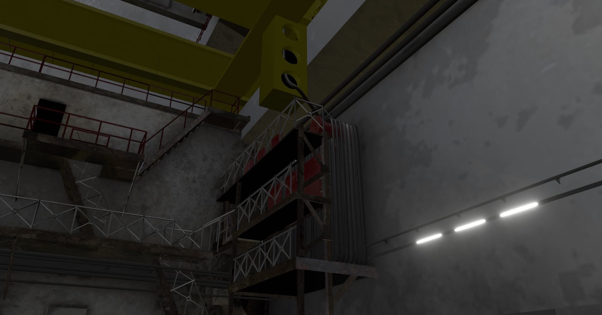 RBMK-1000 Nuclear Reactor Central Hall And Refueling Machine 3D model ...