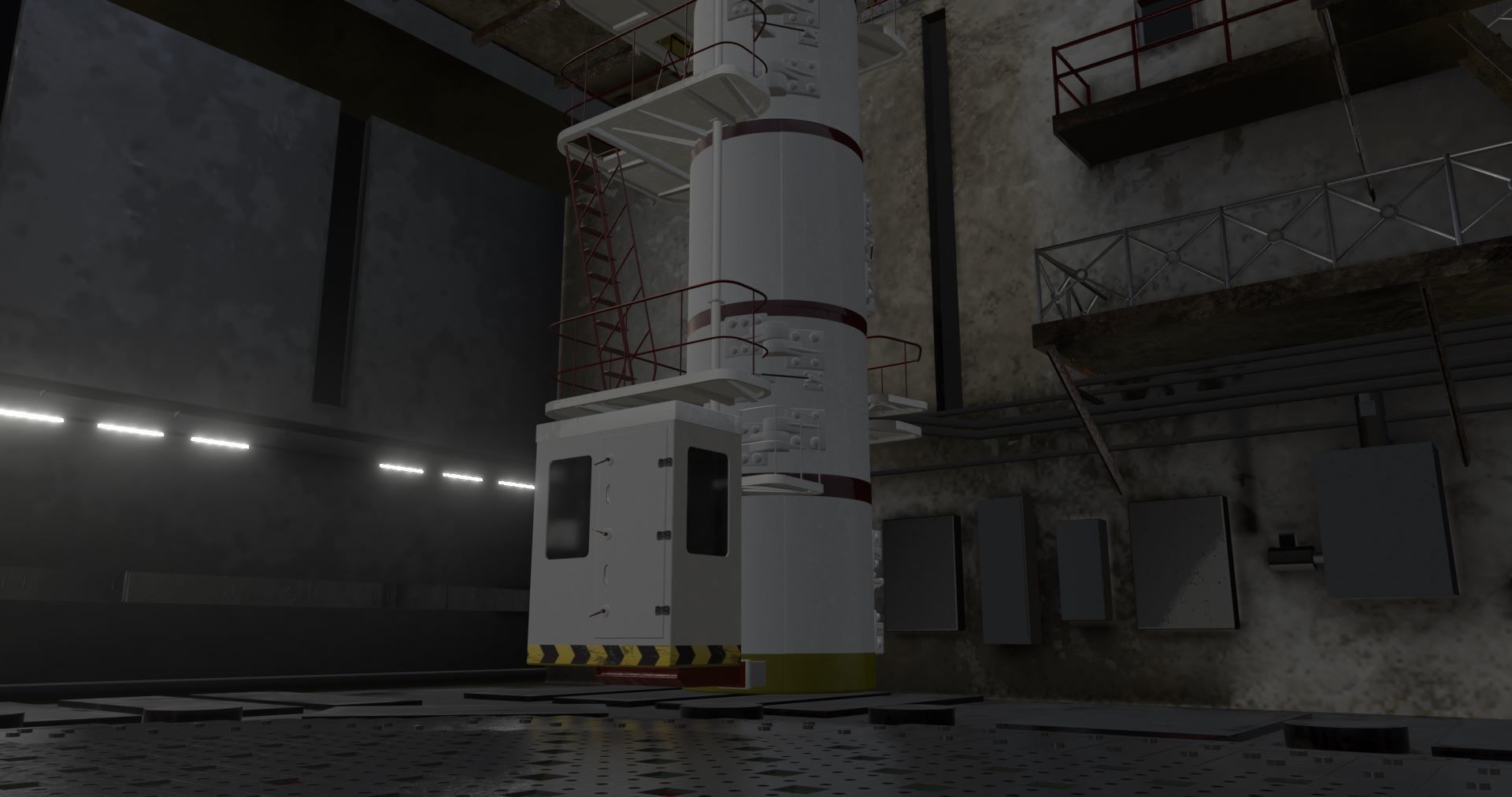 RBMK-1000 Nuclear Reactor Central Hall And Refueling Machine 3D model ...