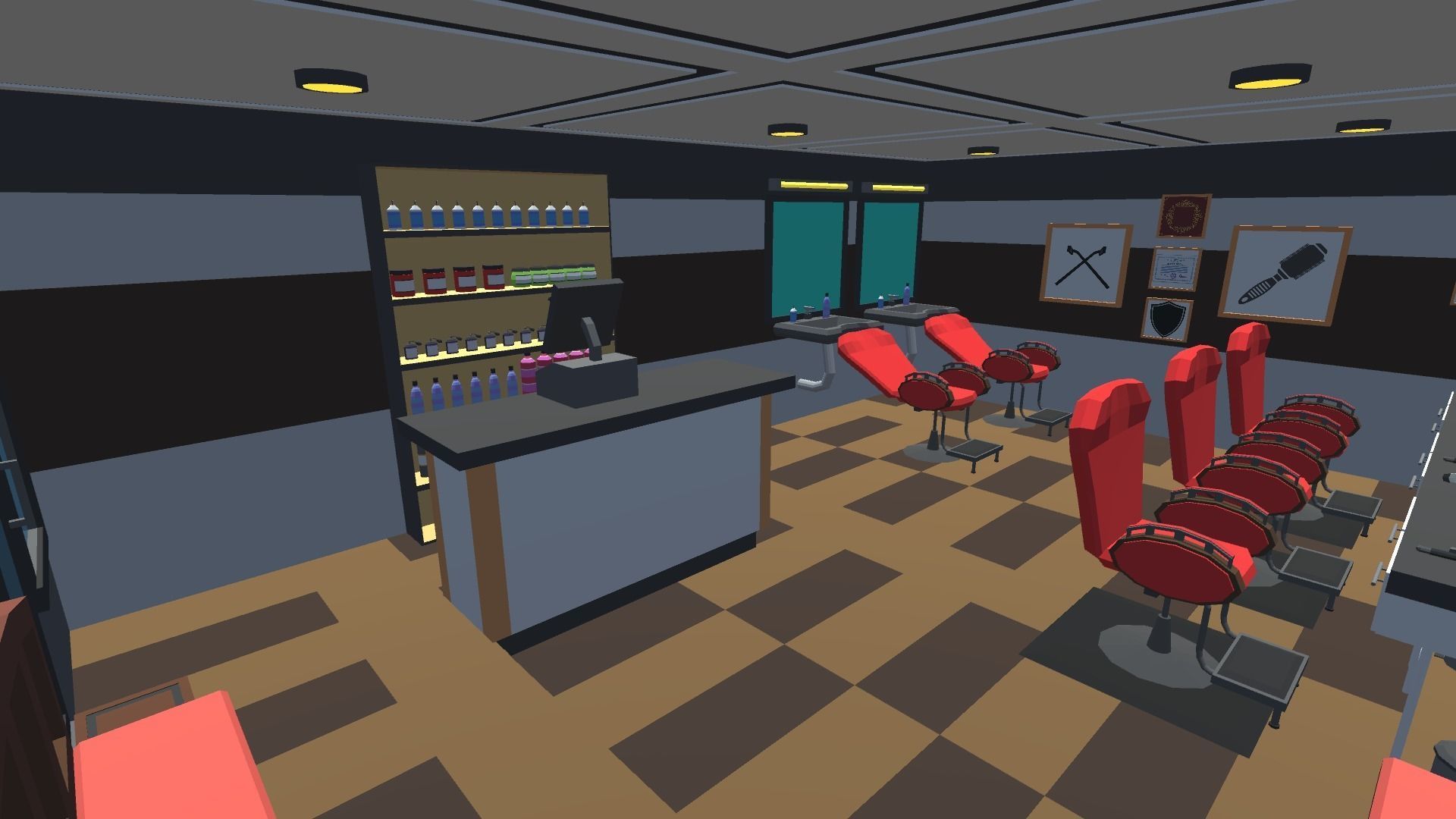 3D model 9t5 Low Poly Barber Shop VR / AR / low-poly | CGTrader