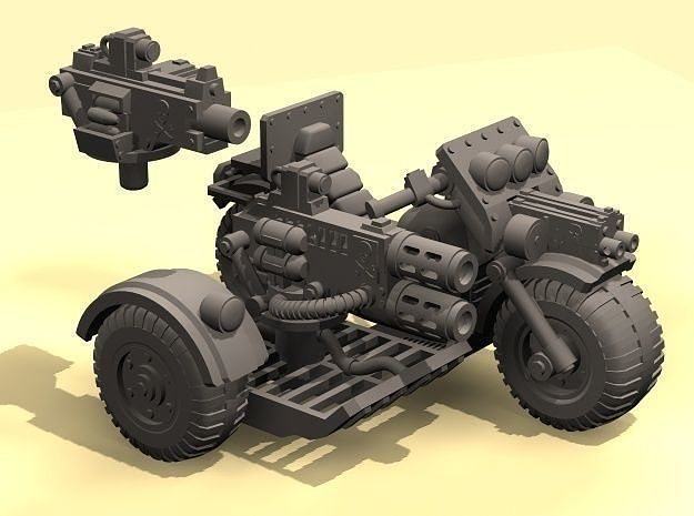 Space warrior bike with sidecart 3D print model 3D model 3D printable ...