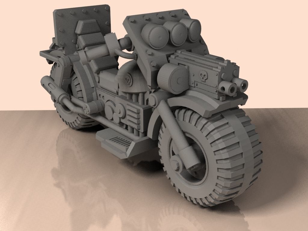 Space warrior bike with sidecart 3D print model 3D model 3D printable ...