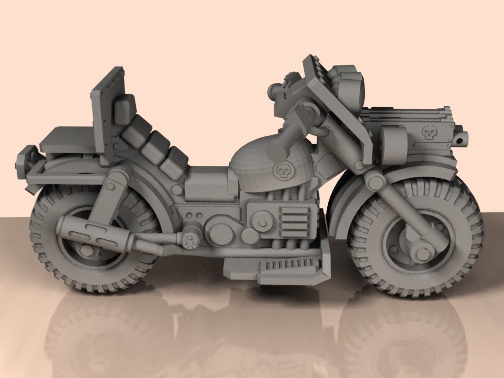 Space warrior bike with sidecart 3D print model 3D model 3D printable ...
